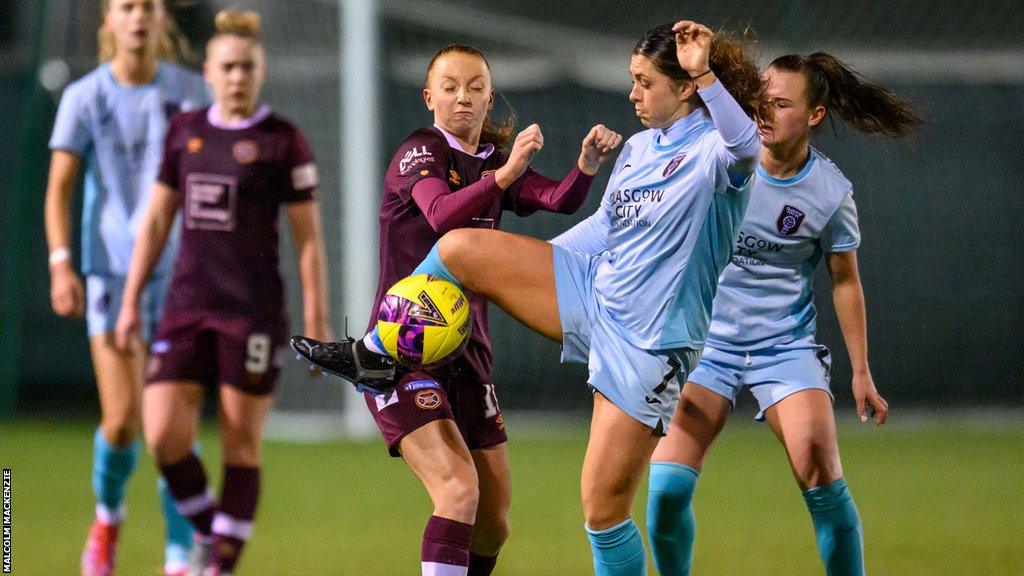 SWPL: Glasgow City beat Hearts to maintain three-point lead - BBC Sport