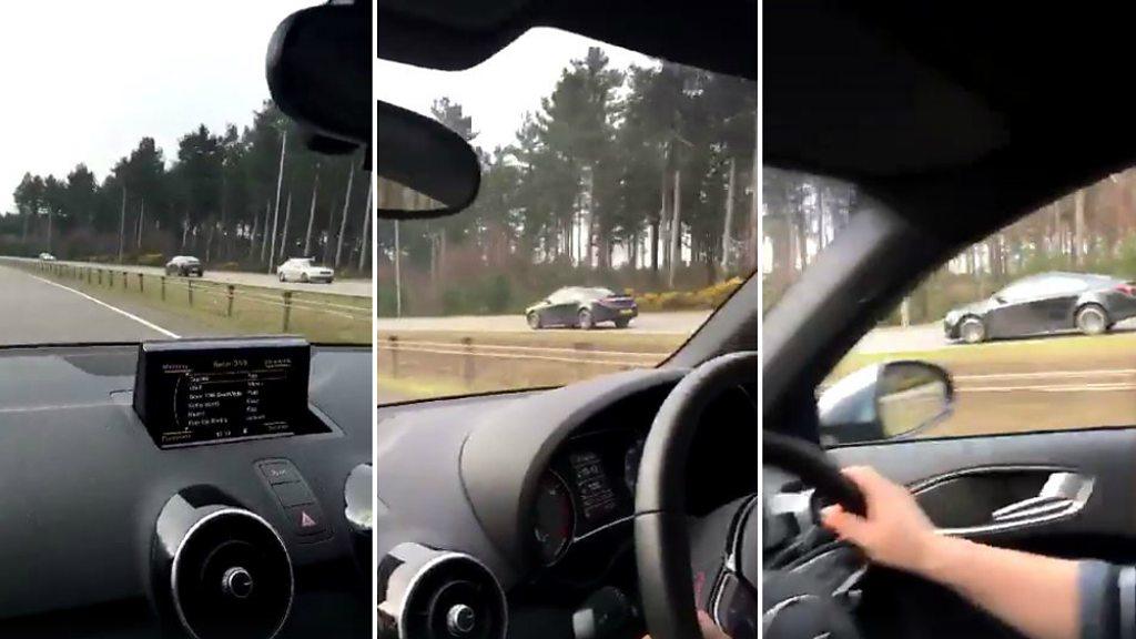 Car filmed going wrong way along dual carriageway - BBC News