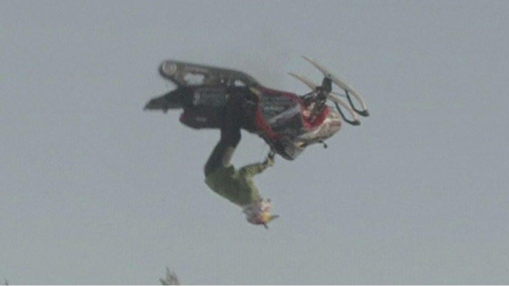 Wow! Watch the first EVER snowmobile double backflip - BBC Newsround