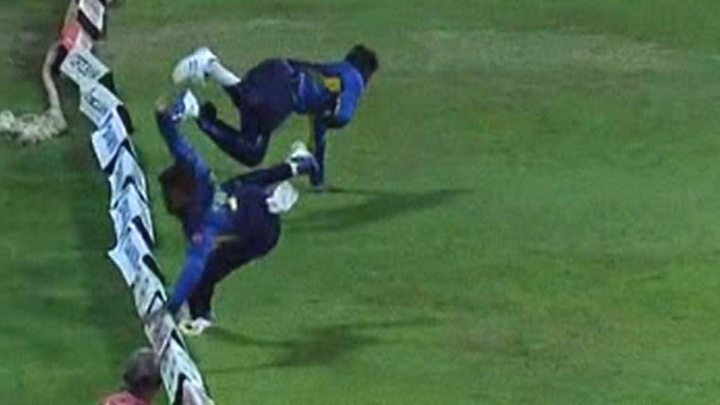 Sri Lankan fielder collision results in crucial six for New Zealand ...