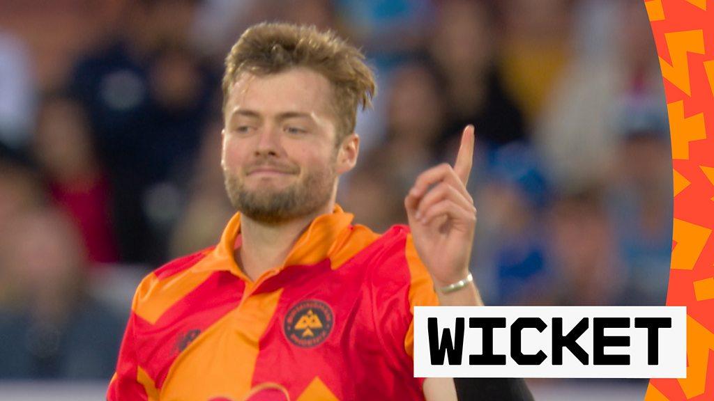 The Hundred: Tom Helm sends bails flying as he bowls Adam Rossington ...