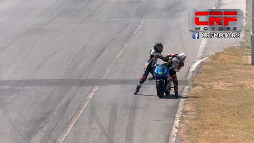 Watch: Riders fight on the track during motorbike race in Costa Rica ...