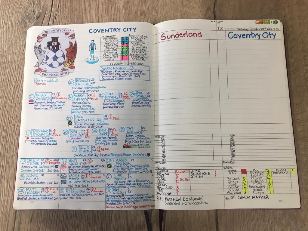 Nick Barnes's commentary book for Sunderland AFC v Coventry City - BBC ...