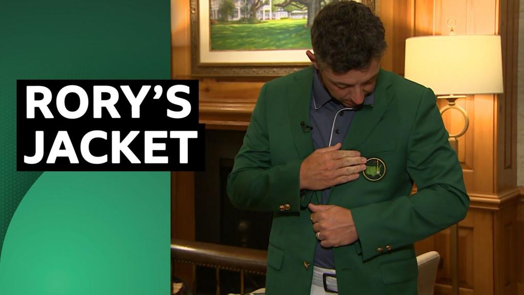 Masters 2025: Rory McIlroy inspects his Green Jacket after victory - BBC Sport