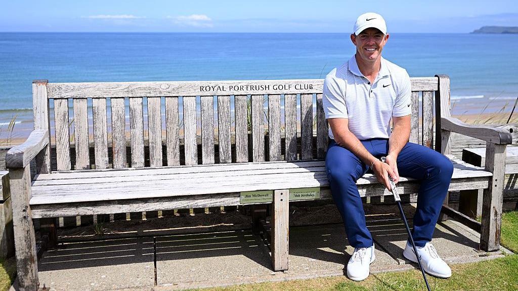The Open: Royal Portush hole six bench in pictures - BBC Sport