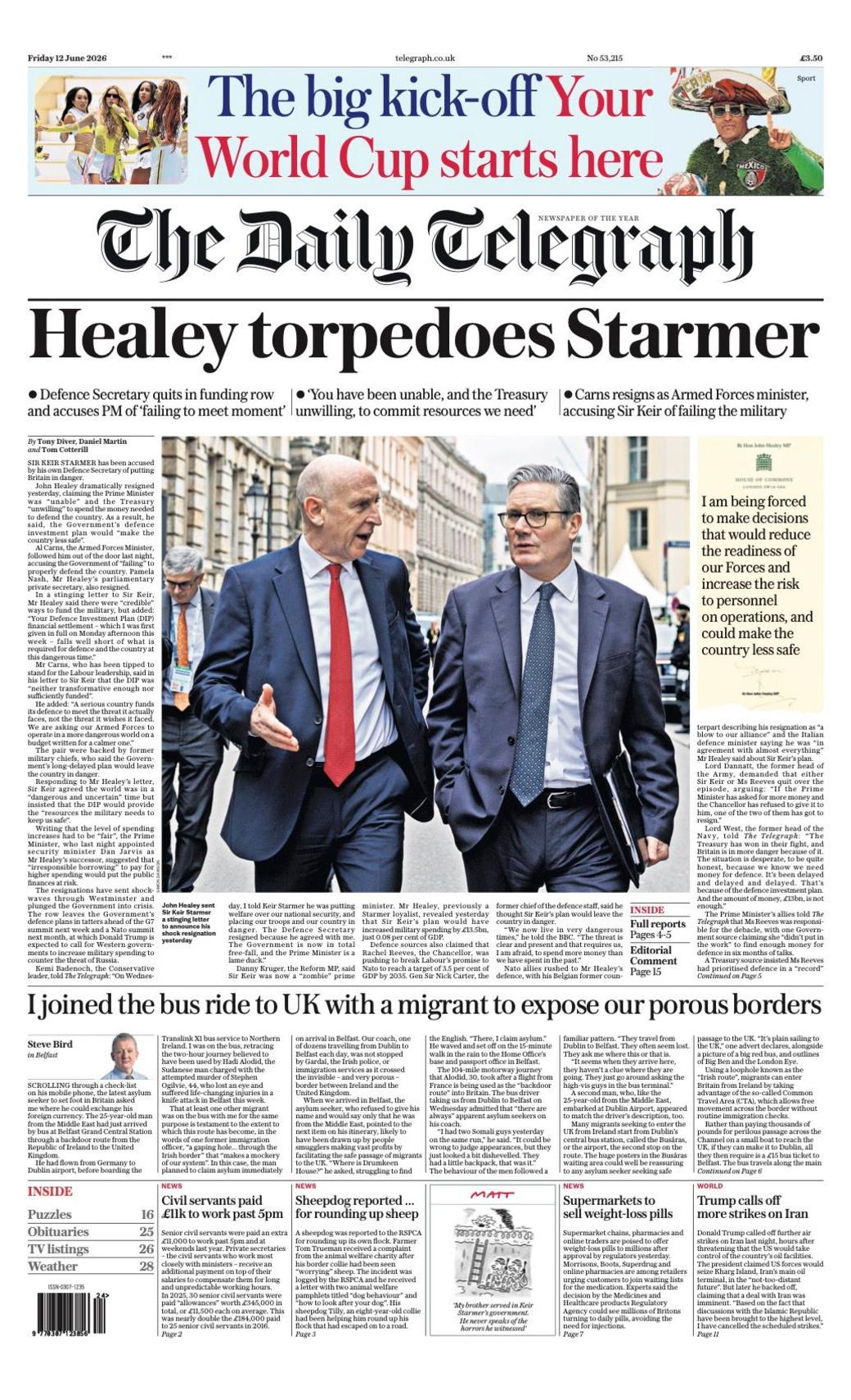 Newspaper headlines: 'Healey torpedoes Starmer' and 'Game on!' - BBC News