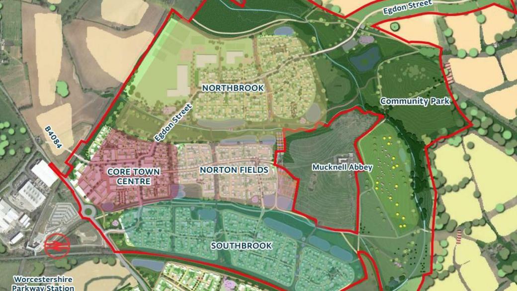 Layout of Worcestershire's new town revealed in plans - BBC News