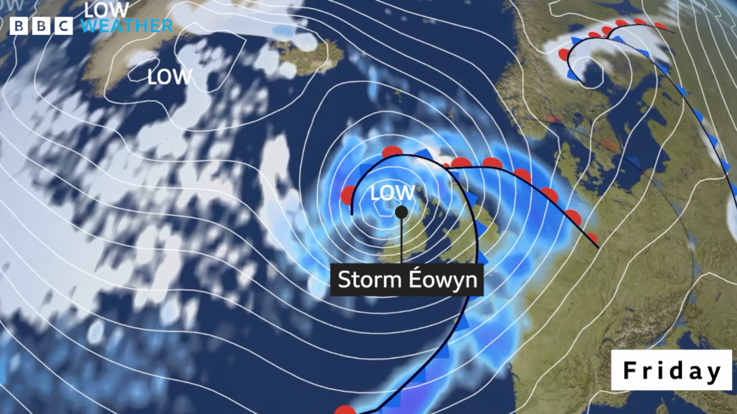 Storm Éowyn: Snow, strong winds and rain target UK as weather warnings issued - BBC Weather