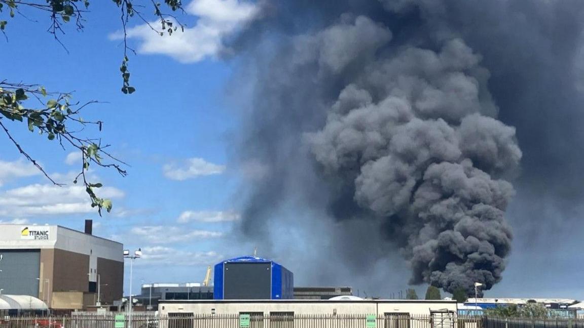 East Belfast: Fire burning at recycling site - BBC News