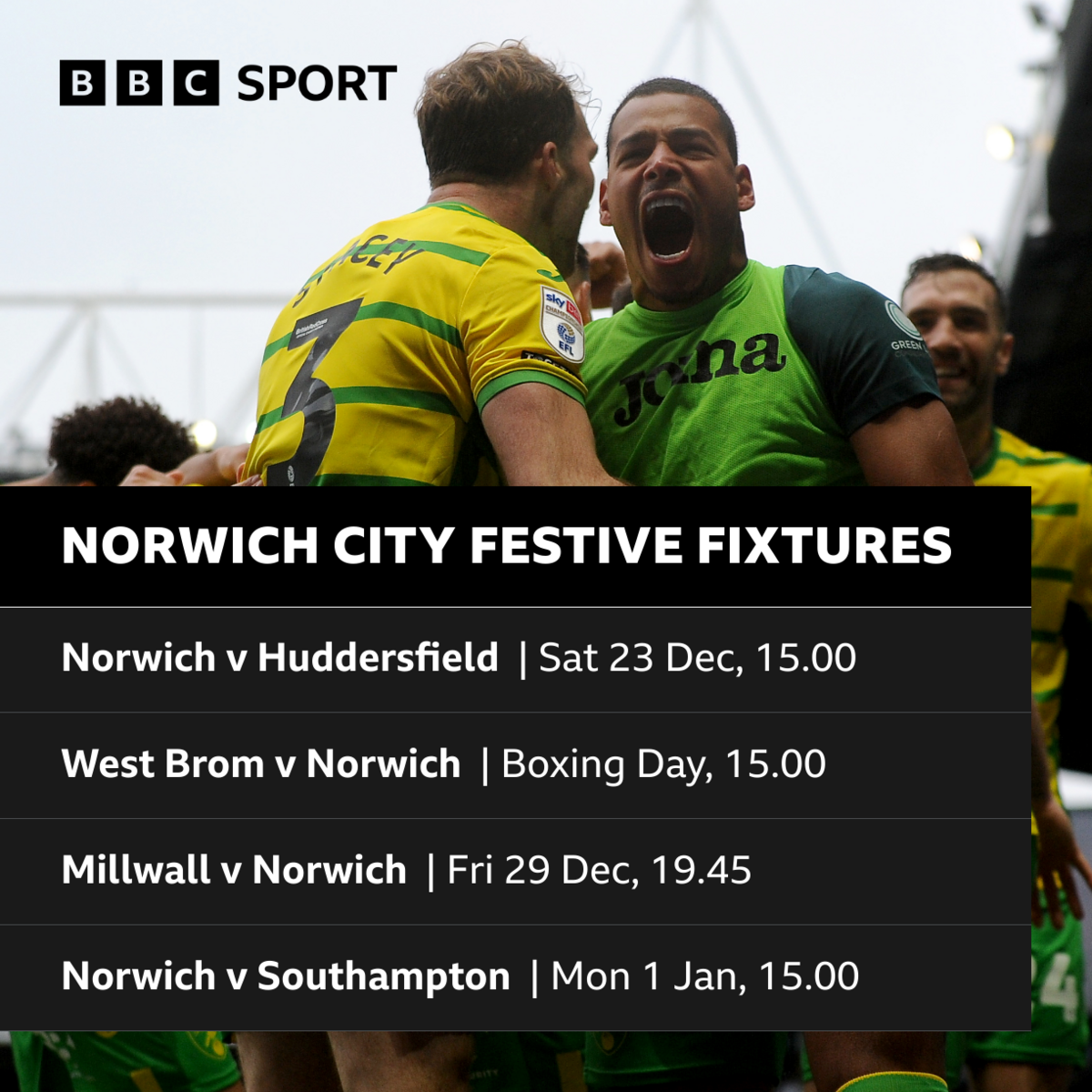Norwich City s festive fixtures BBC Sport