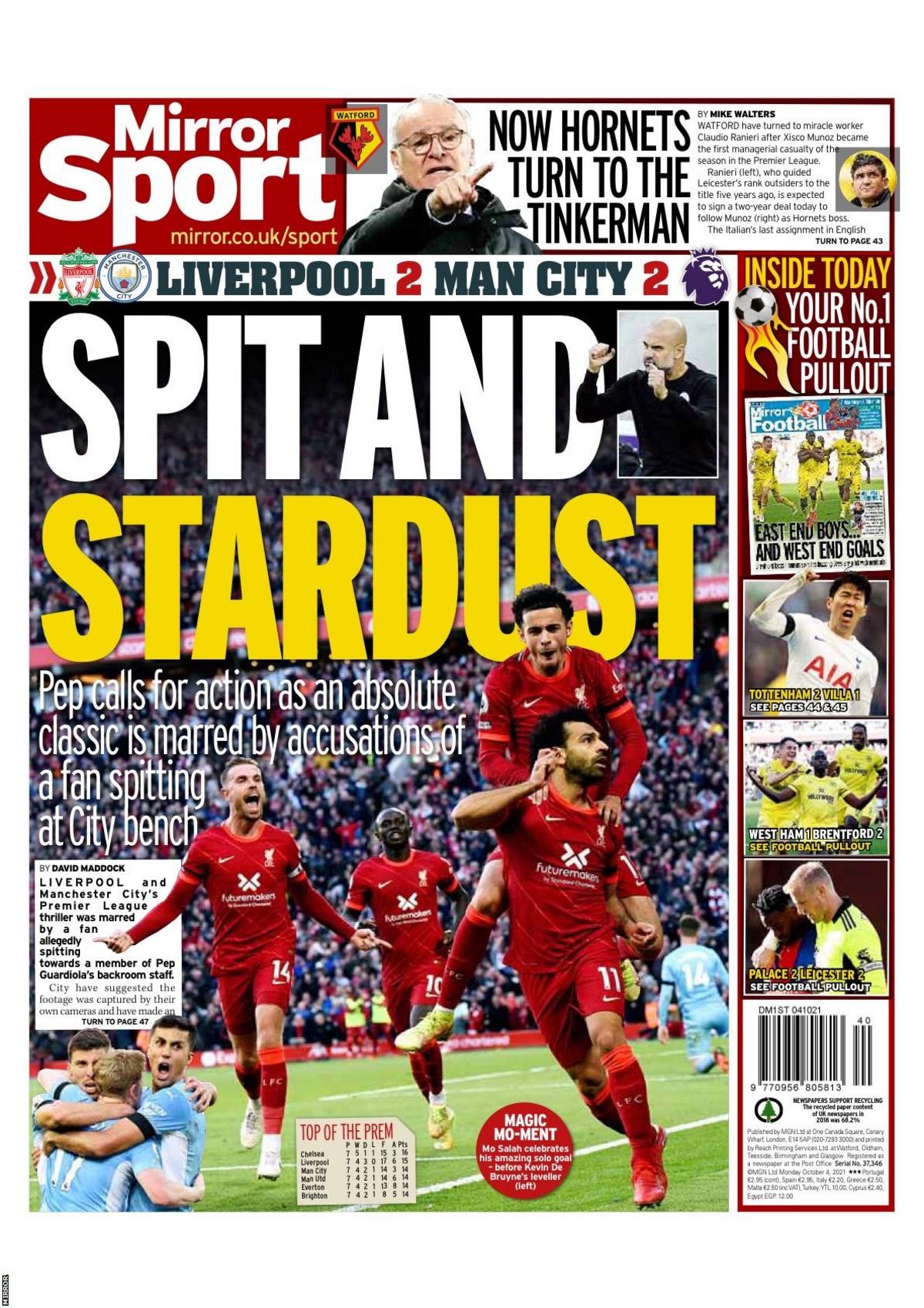 Monday's sports pages - BBC Sport
