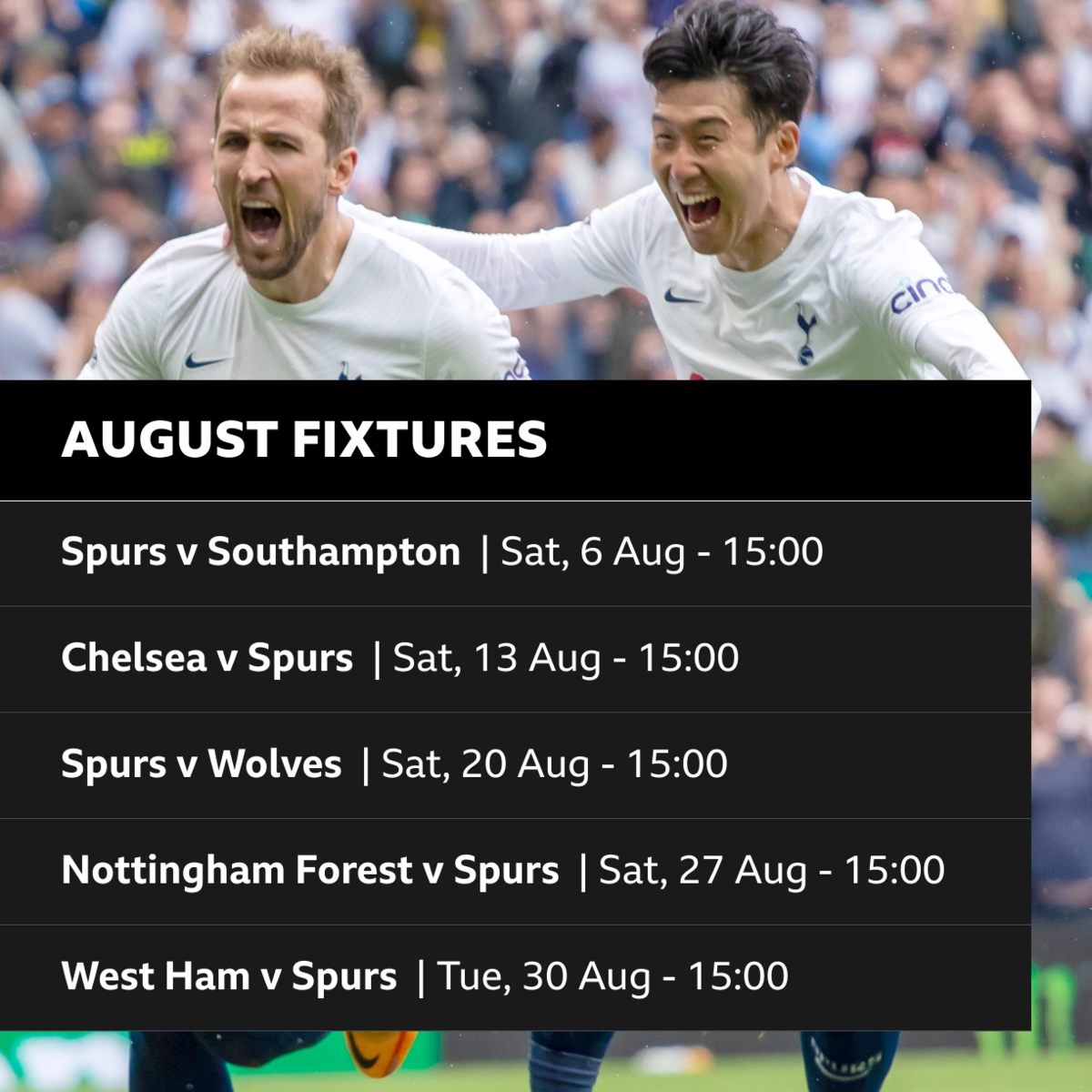 Spurs' fixture for August - BBC Sport