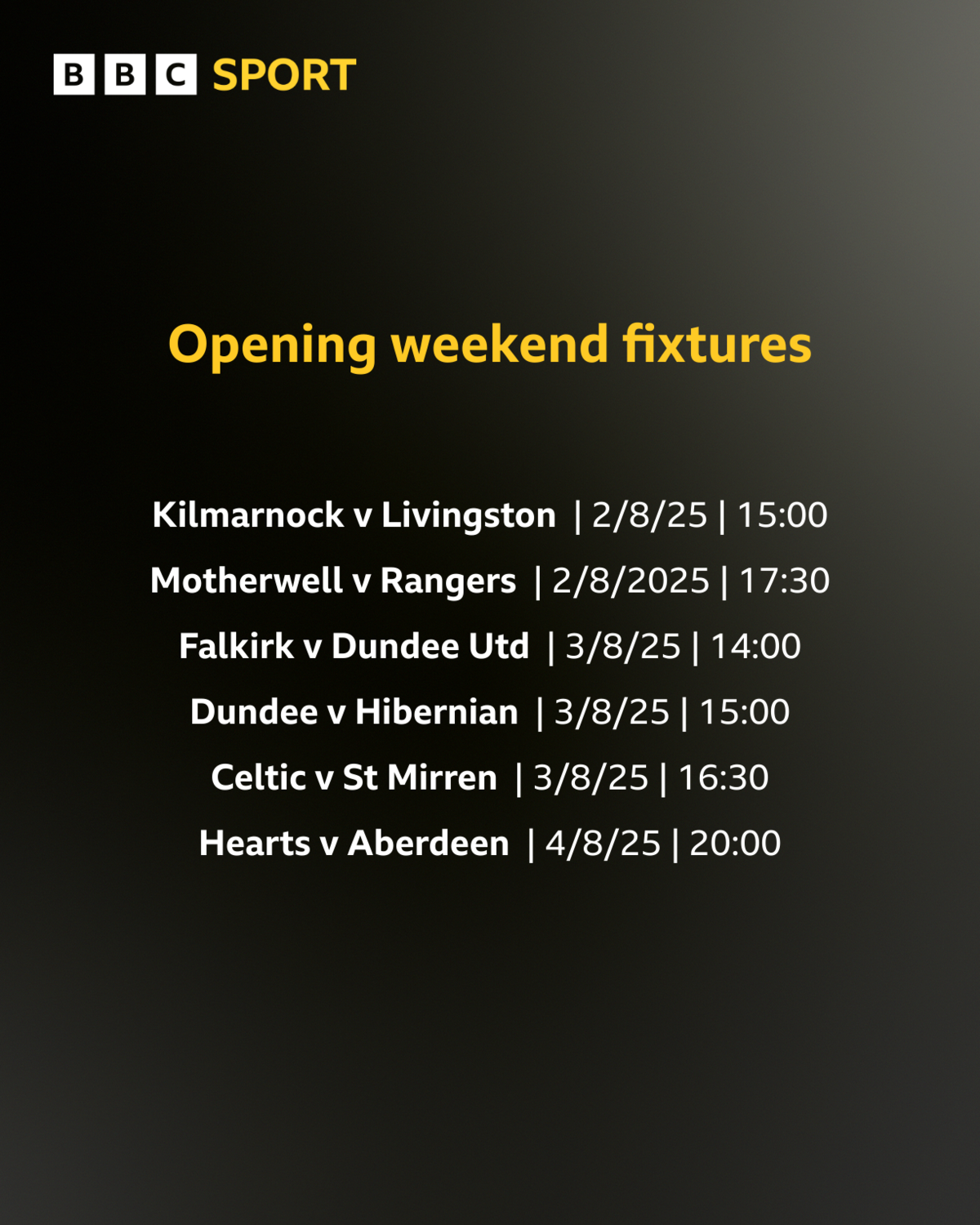 What are the fixtures on opening weekend? - BBC Sport