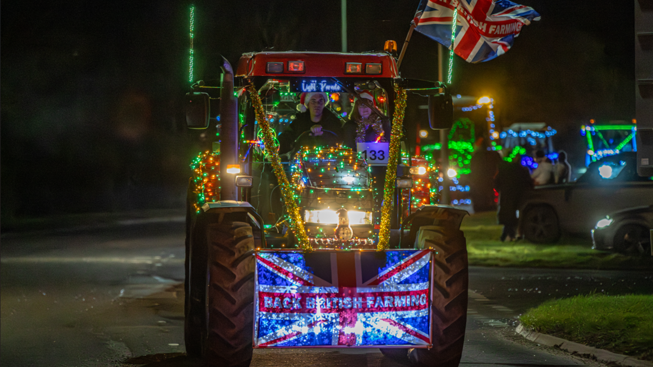 Suffolk Tractor Light Parade's dazzling convoy lights up county - BBC News