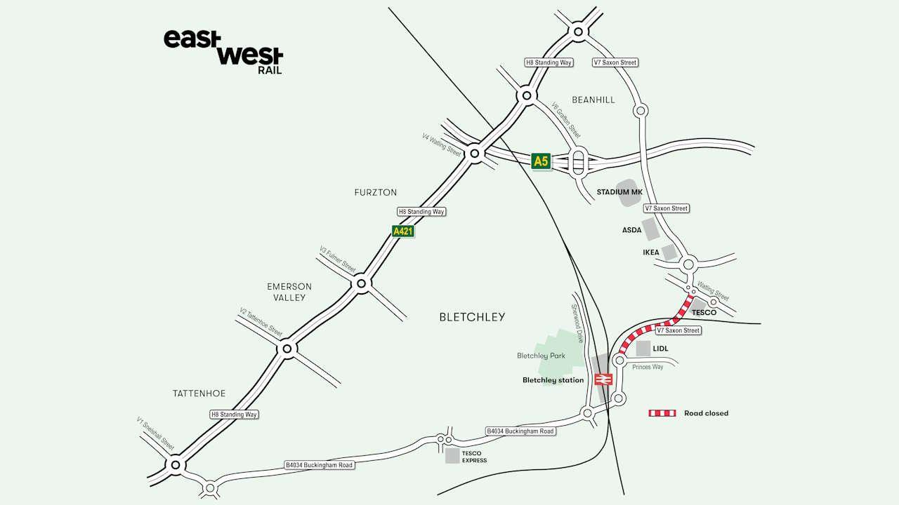 Prep starts to replace Bletchley bridge for East West Rail - BBC News