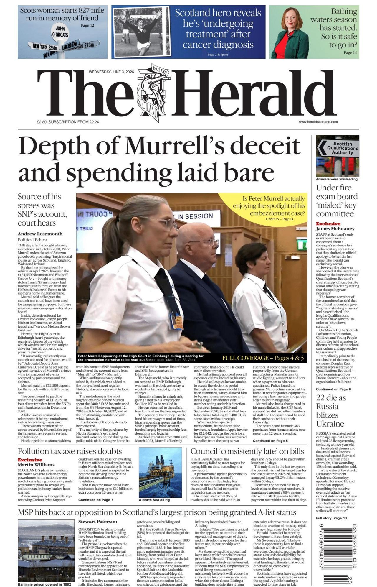 Scotland's papers: Murrell's 'missing loot' and 'fake invoices' - BBC News