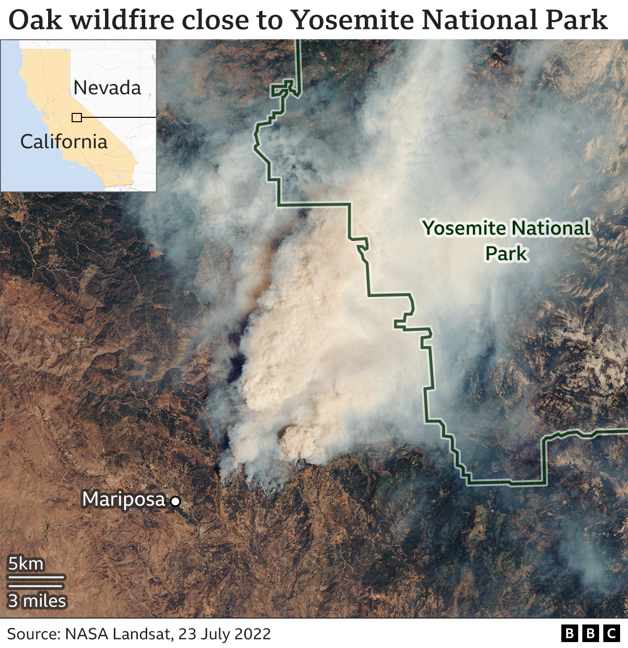 Oak Fire: Wildfire grows as firefighters battle punishing heat - BBC News