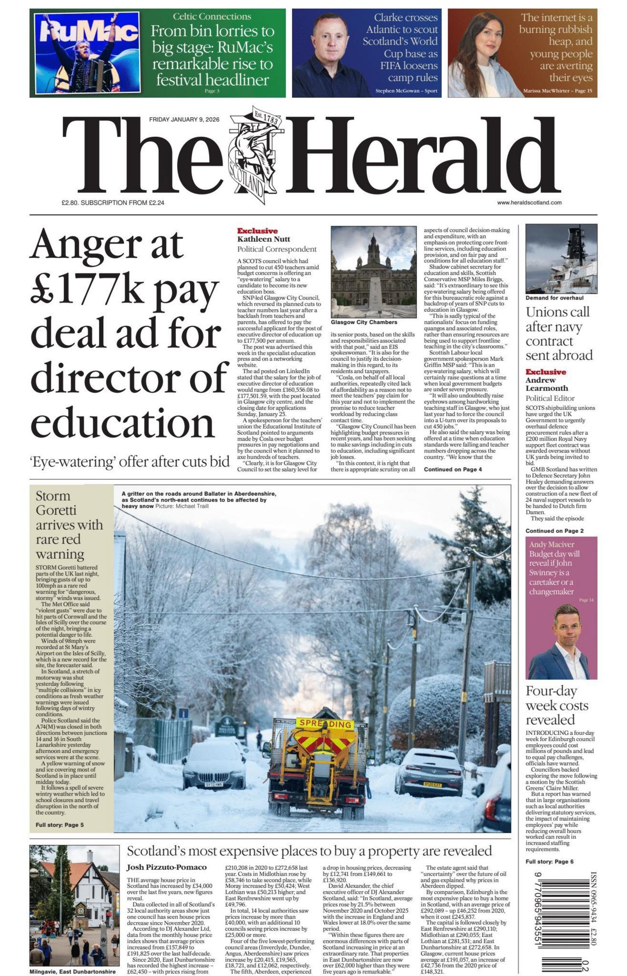 Scotland's papers: 'Budget black hole' warning and education boss pay ...