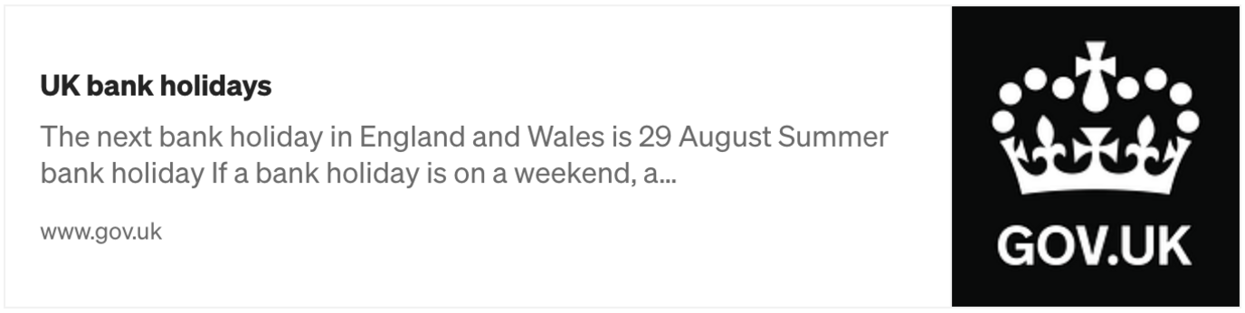 The Next Bank Holiday In England