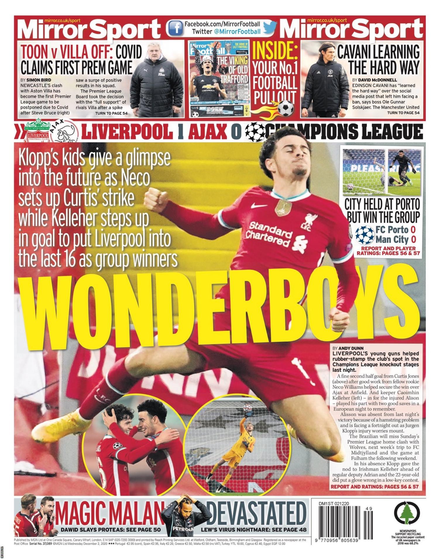 Wednesday's back pages - BBC Sport