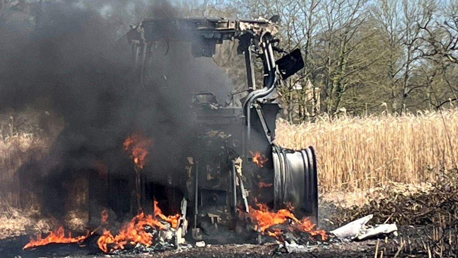 Bishops Lydeard fire: Crews tackle blaze which spread from tractor ...