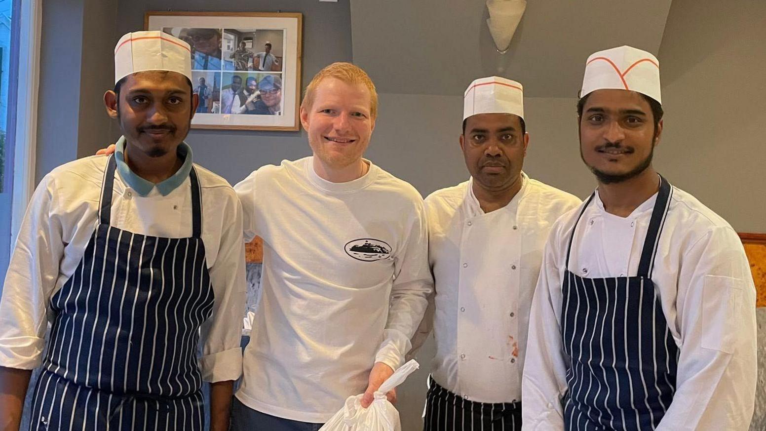 Ed Sheeran delights Framlingham curry house with visit - BBC News