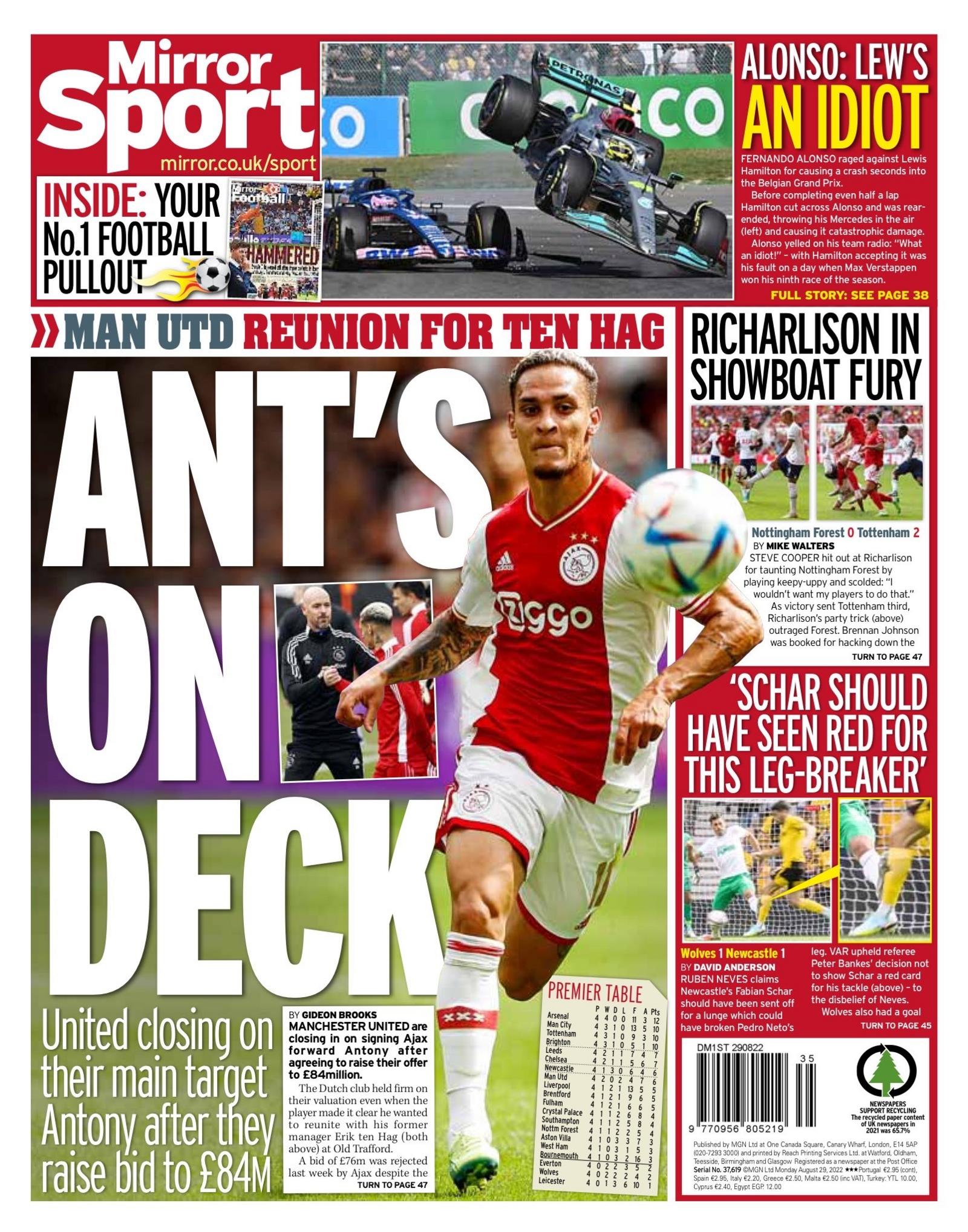 Monday's sports pages - BBC Sport