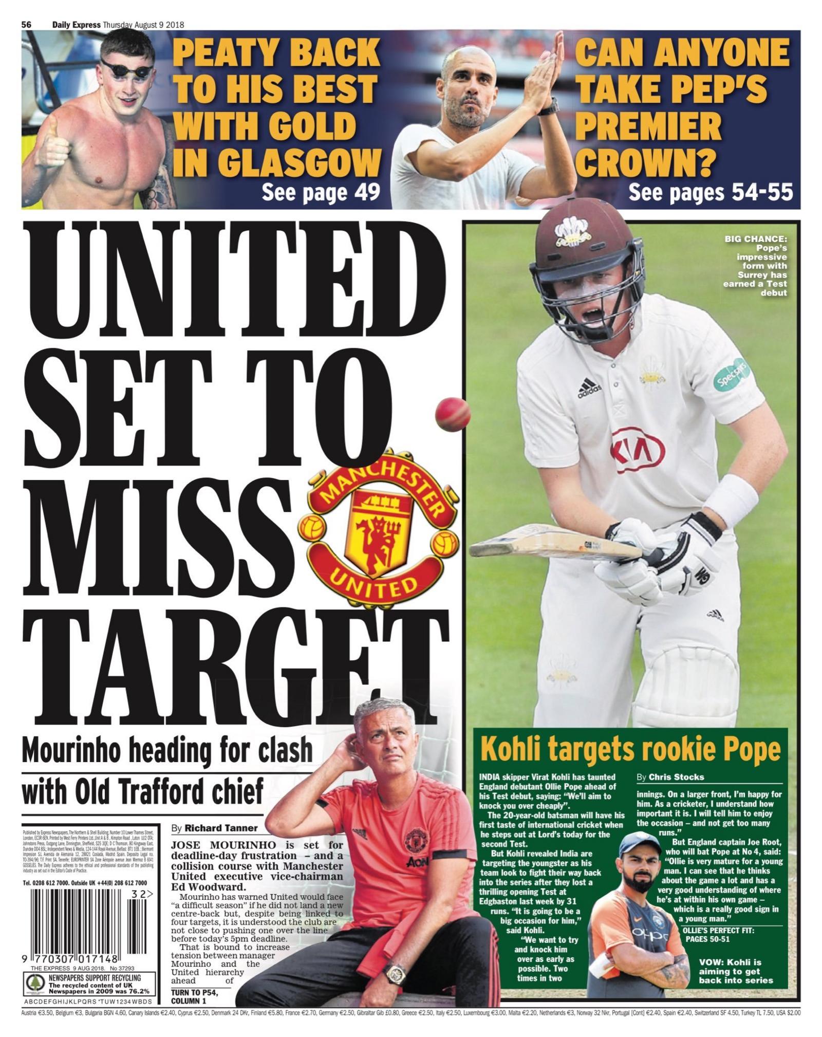 Thursday's back pages - BBC Sport