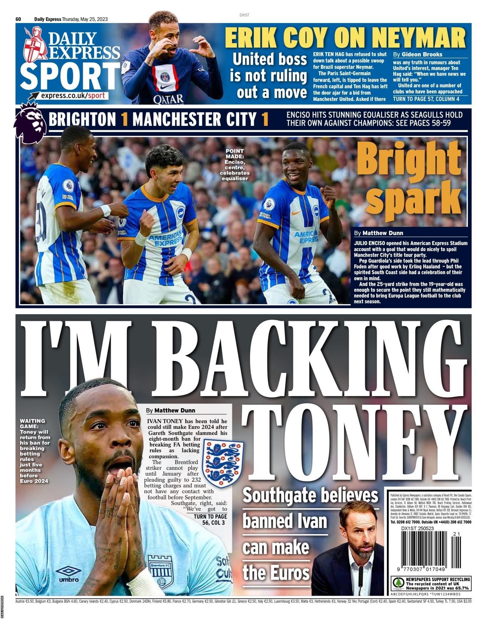 Thursday's back pages - BBC Sport