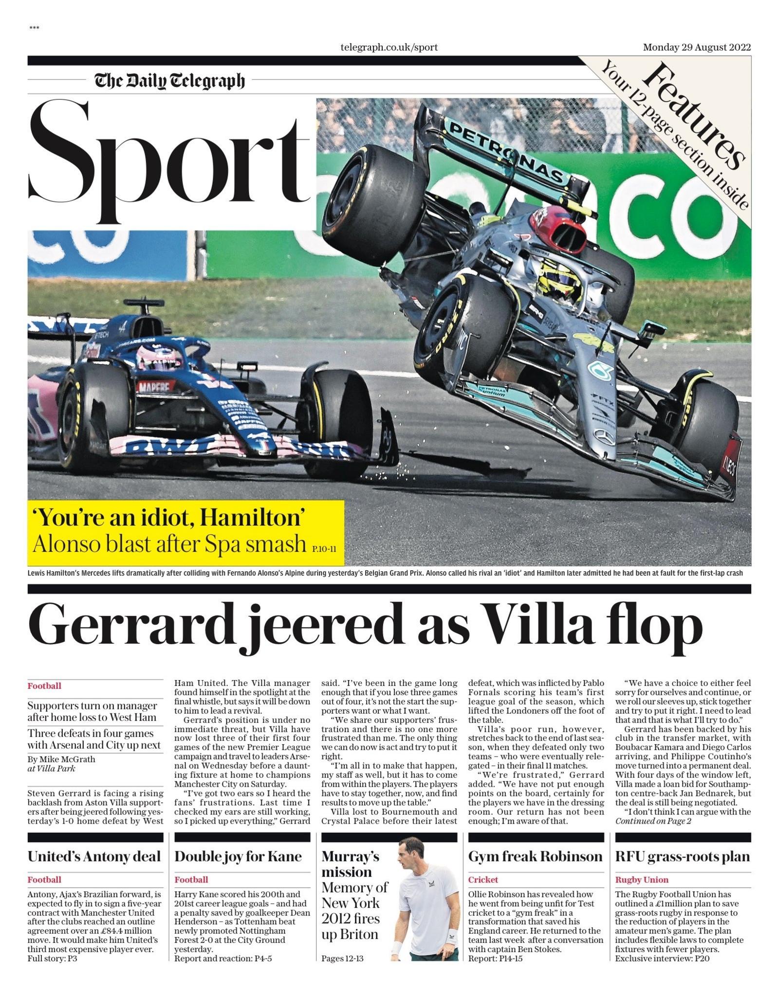 Monday's sports pages - BBC Sport