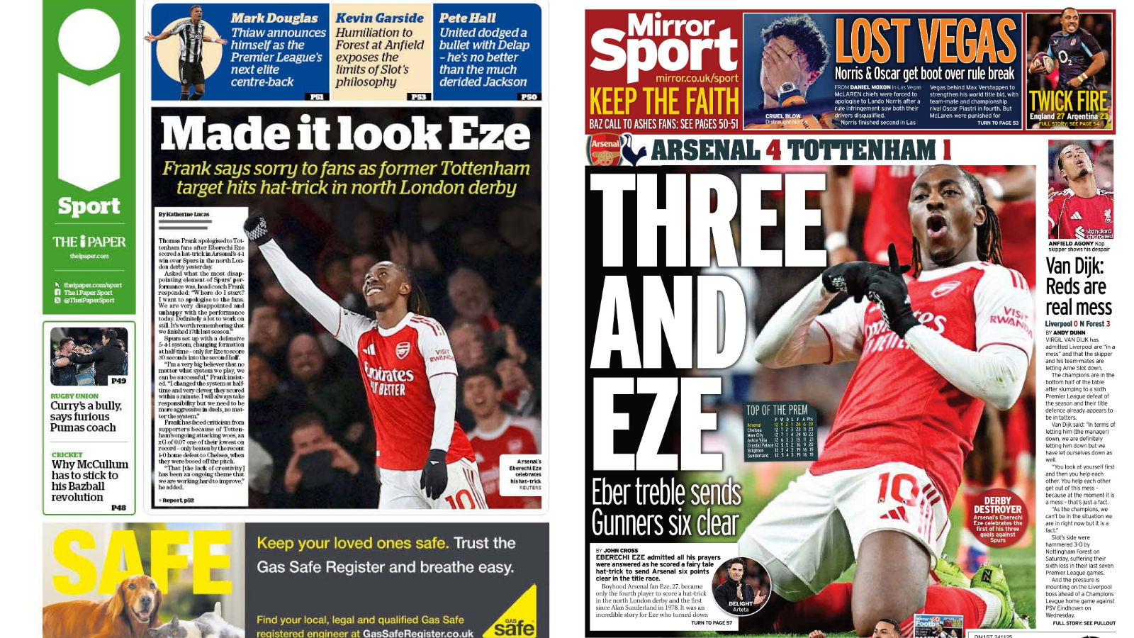 Arsenal 4-1 Tottenham: Monday's back pages - BBC Sport