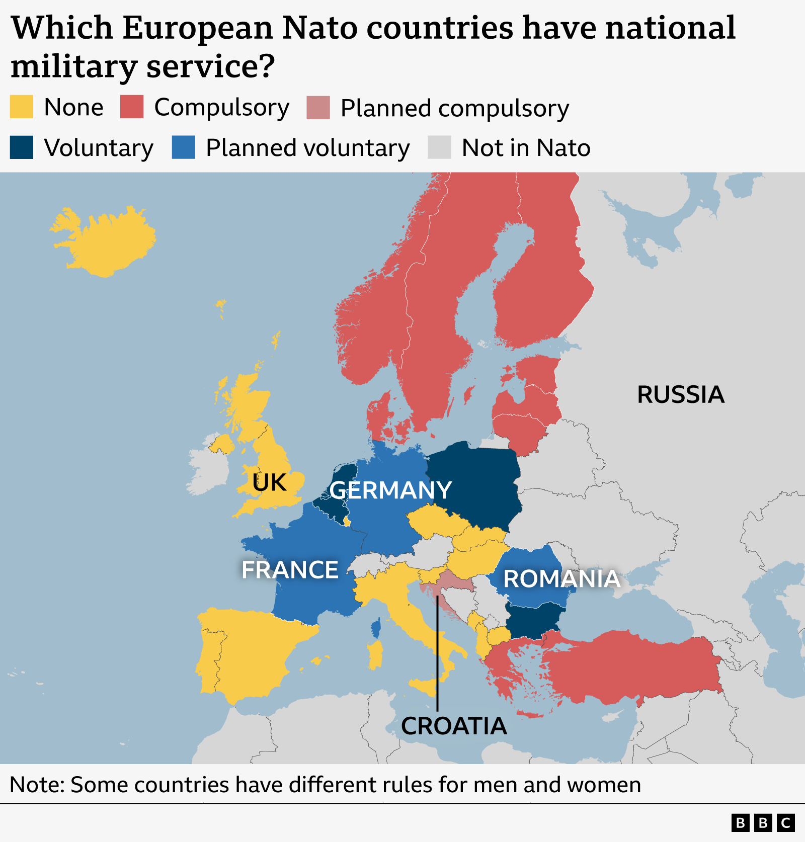 Which European countries have mandatory or voluntary military service ...