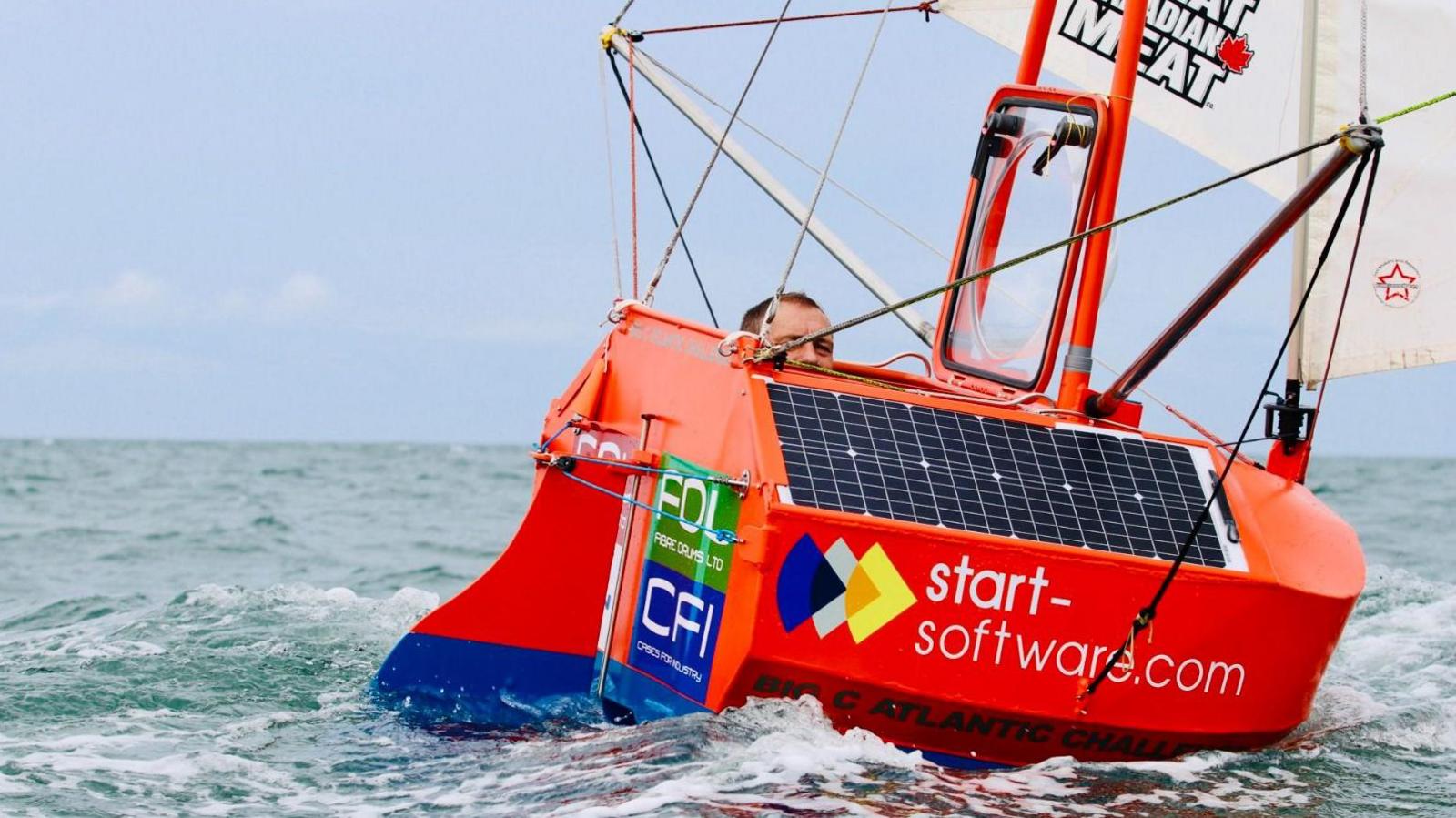 Man to cross Atlantic in boat 'size of wheelie bin' - BBC News