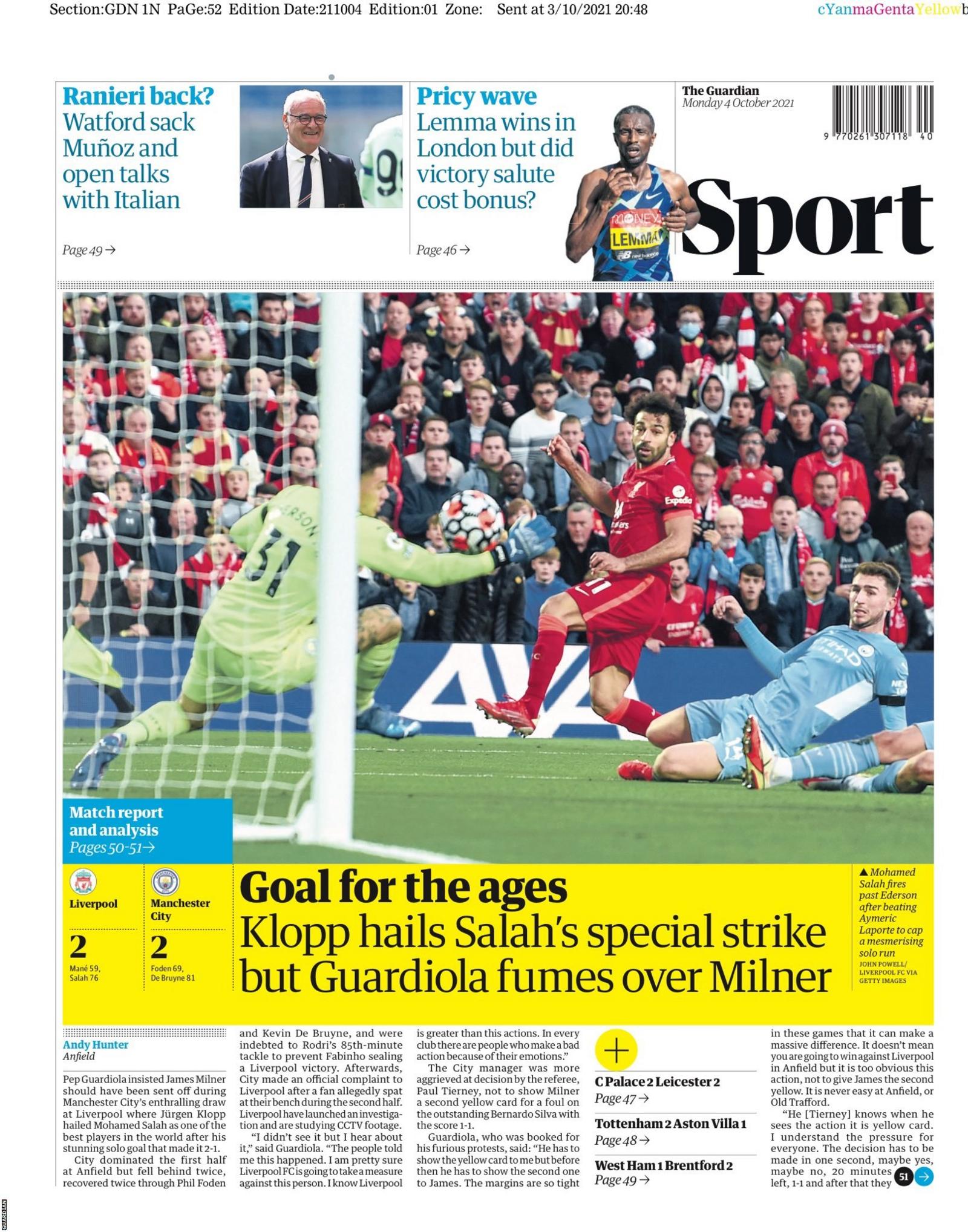 Monday's sports pages - BBC Sport