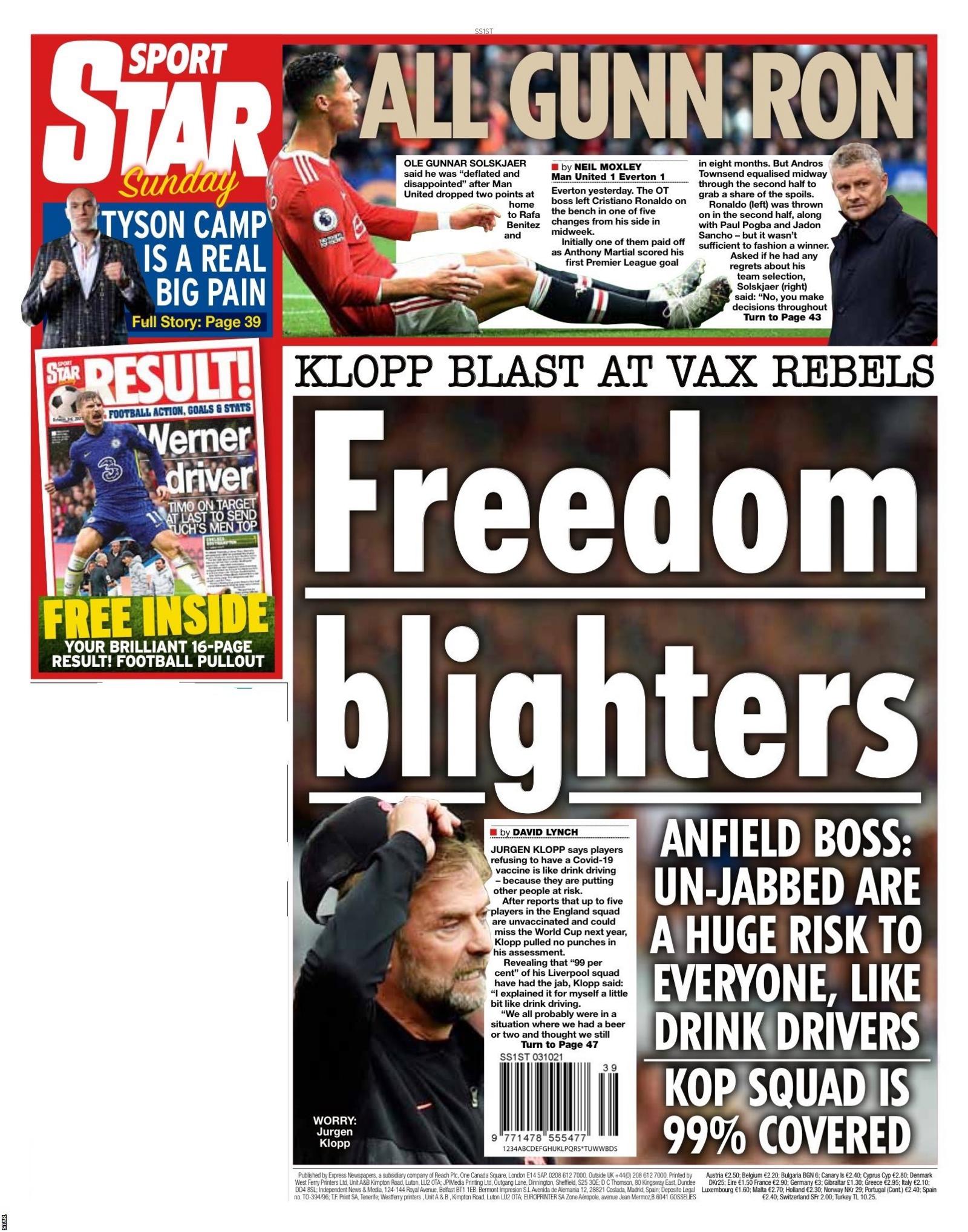 Sunday's sports pages - BBC Sport