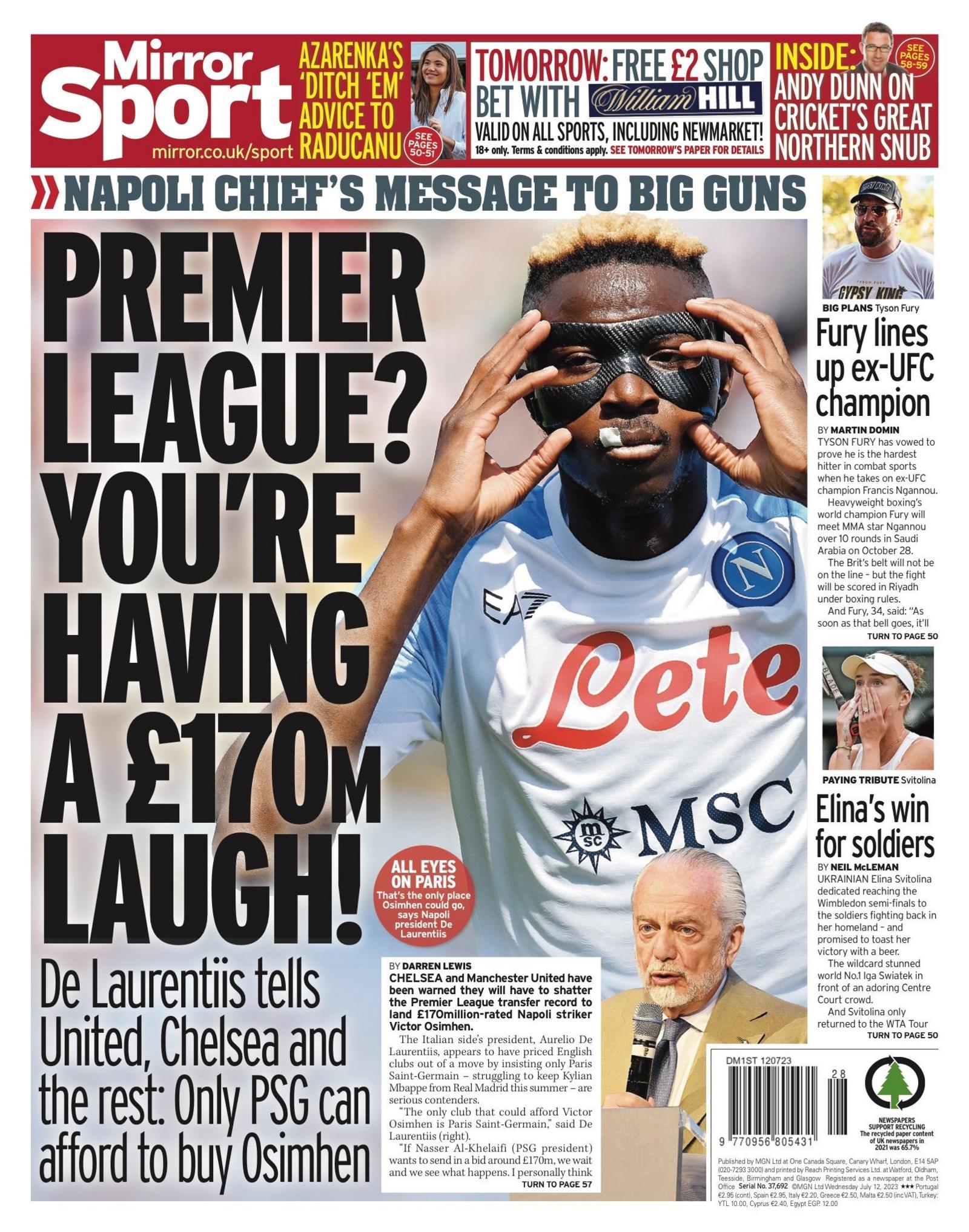 Wednesday's back pages - BBC Sport