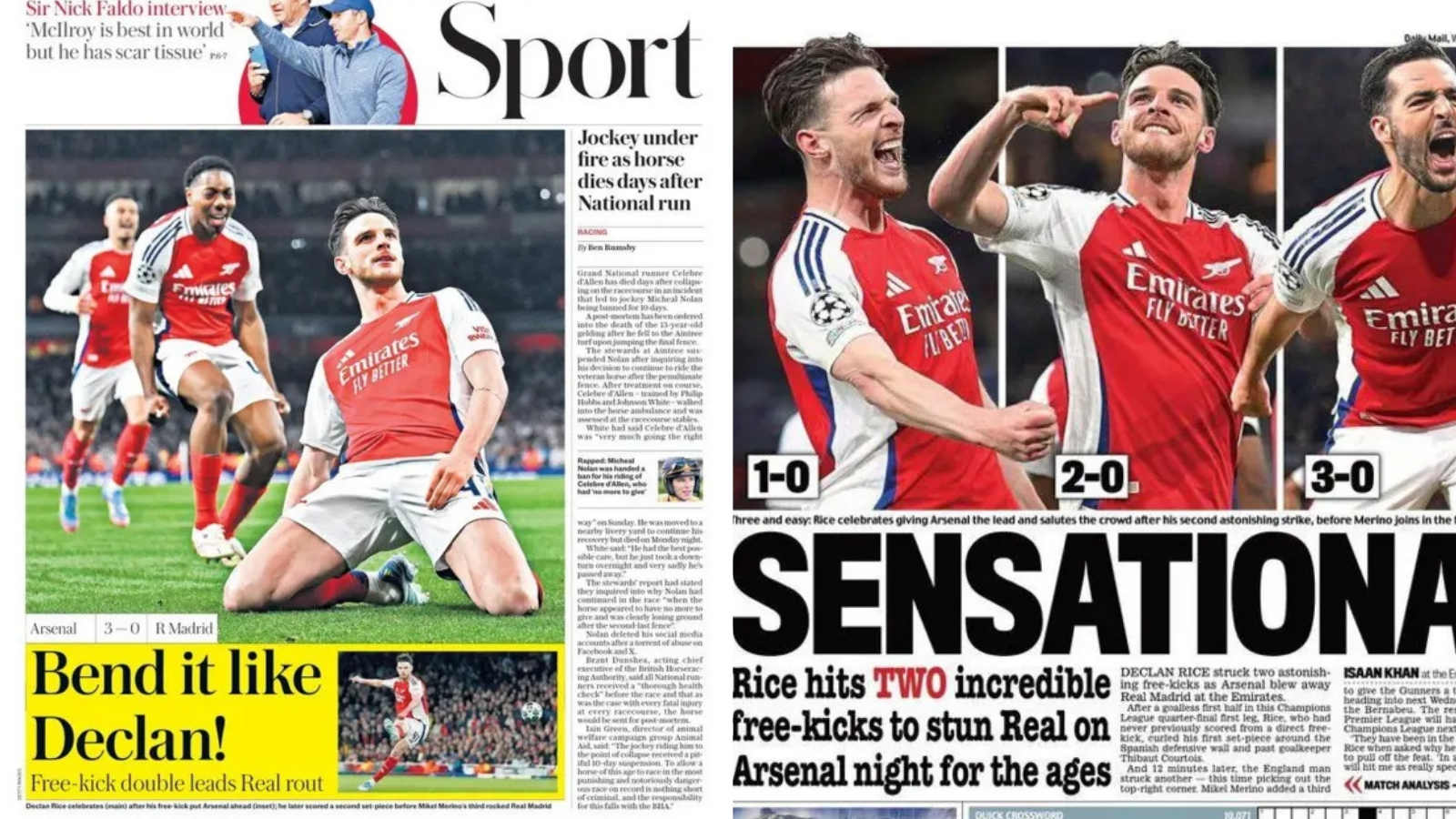 Arsenal 3-0 Real Madrid: Wednesday's back pages - BBC Sport