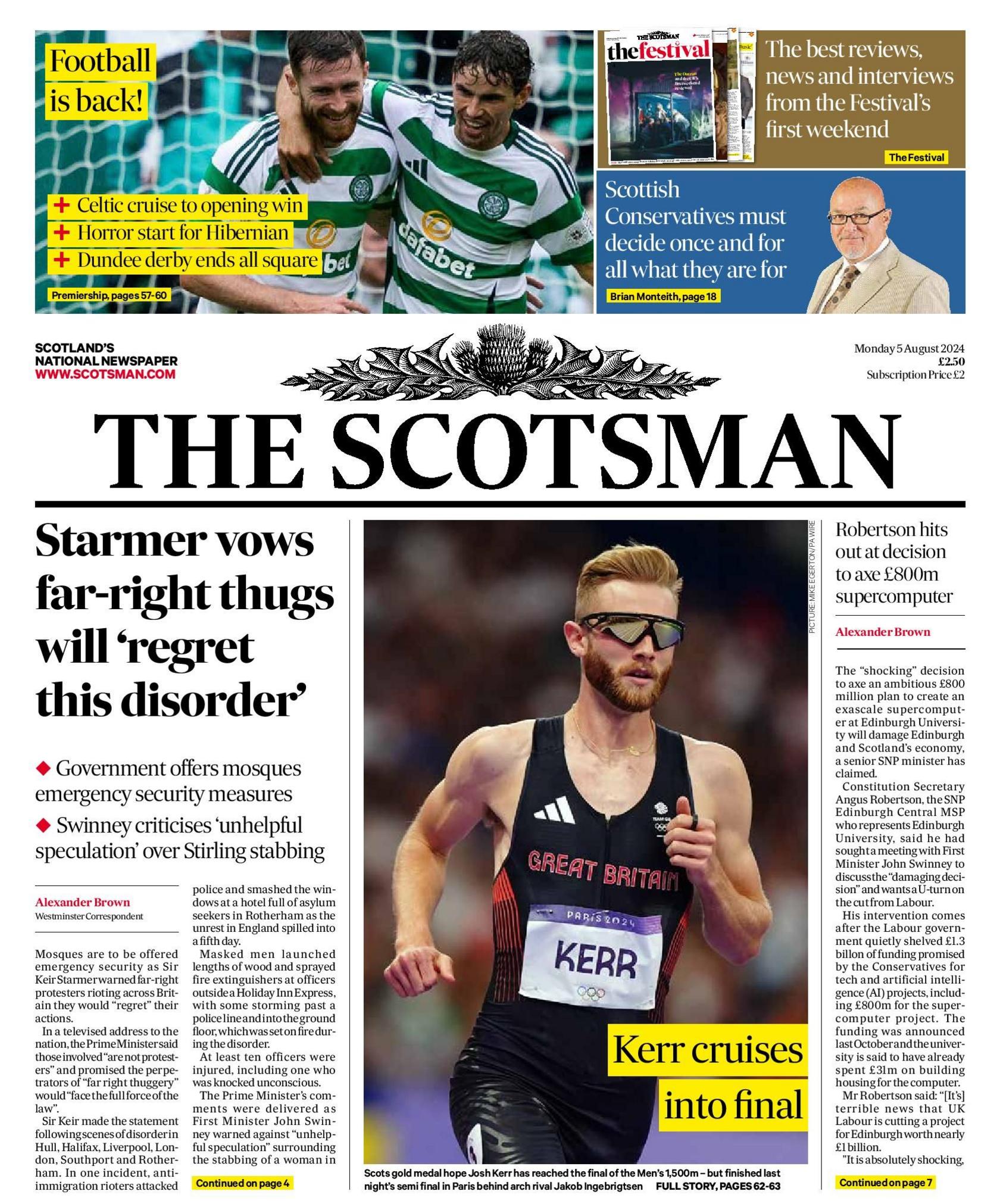 Scotland's papers: Rioting 'day of shame' as Robinson 'stirs hate ...