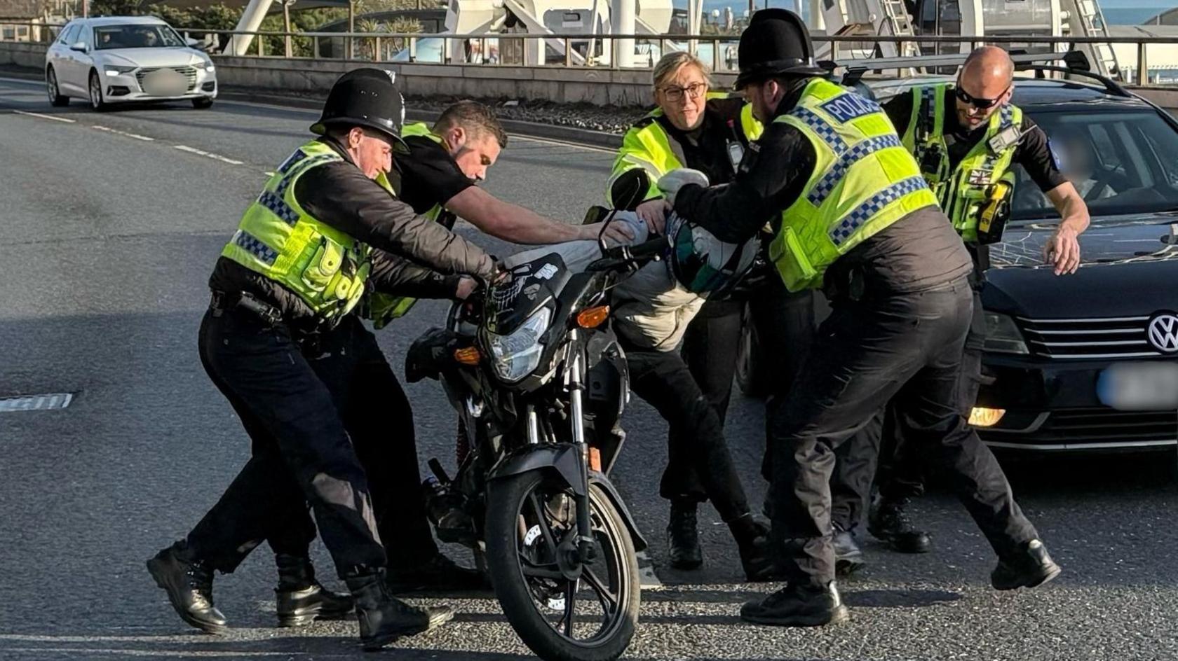 Four arrests as police stop Bournemouth illegal bike gathering - BBC News