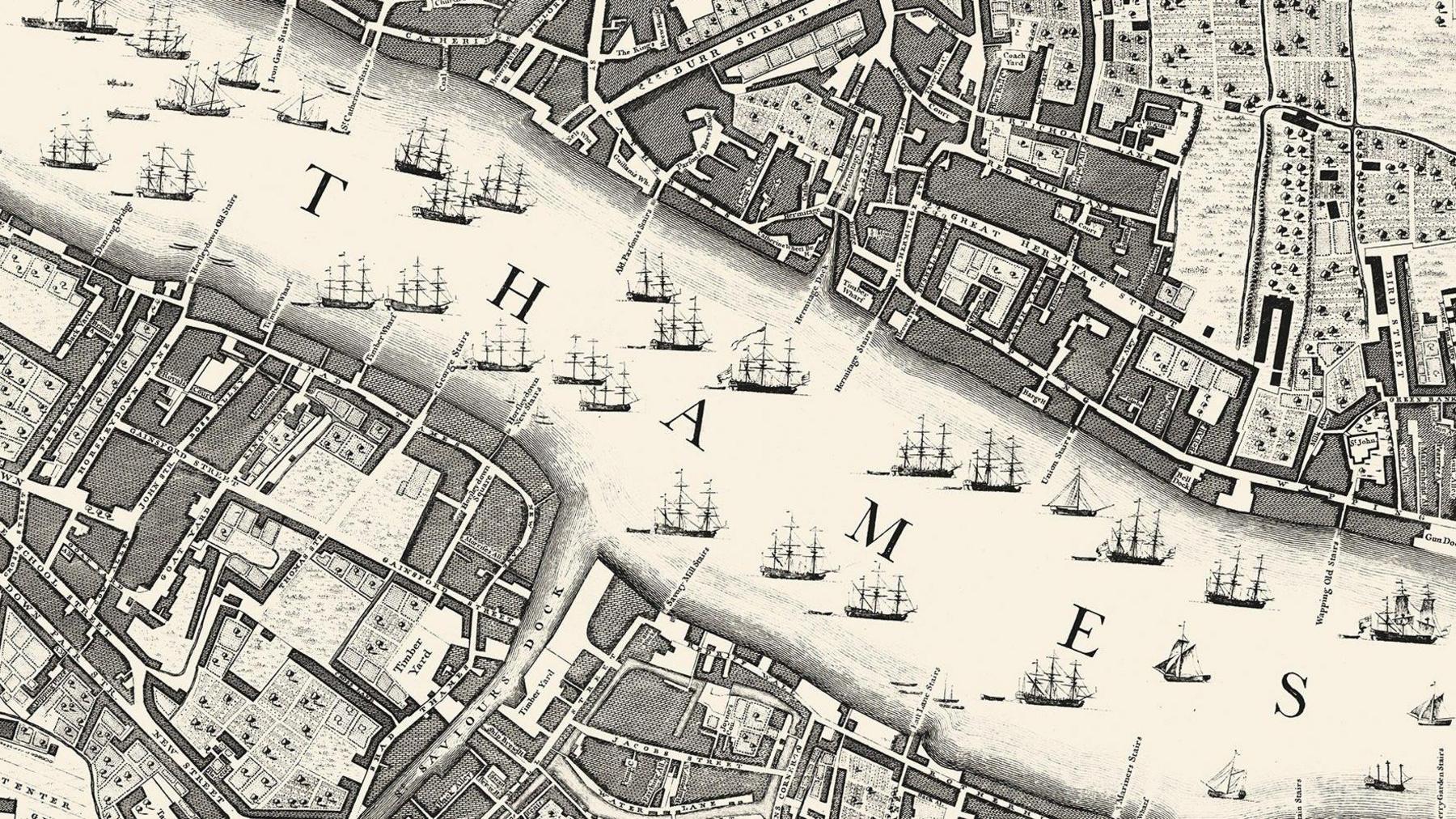 Bird's-eye view of London seen in 280-year-old map - BBC News