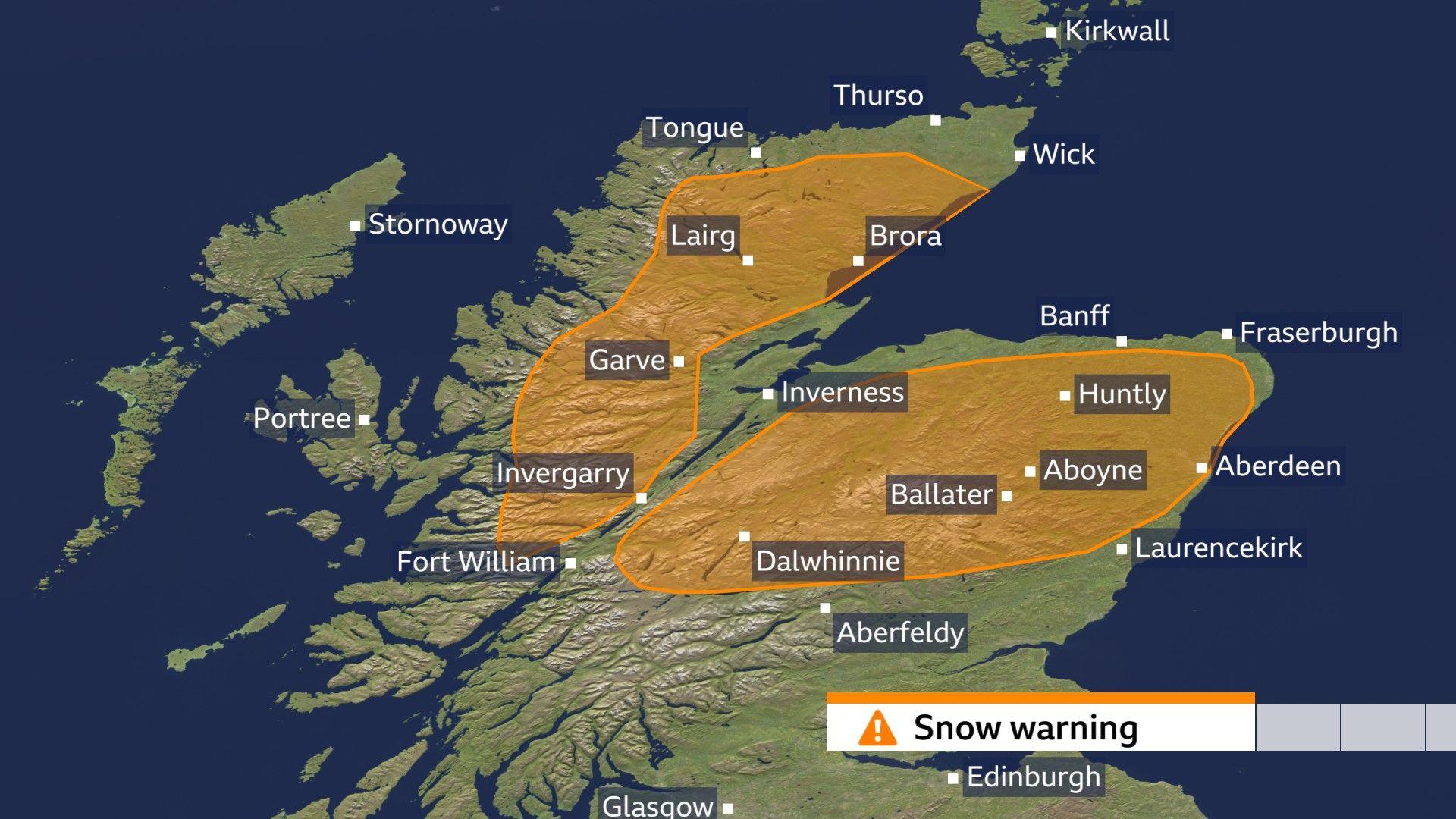 Amber alert for north as snow warning extended across Scotland - BBC News