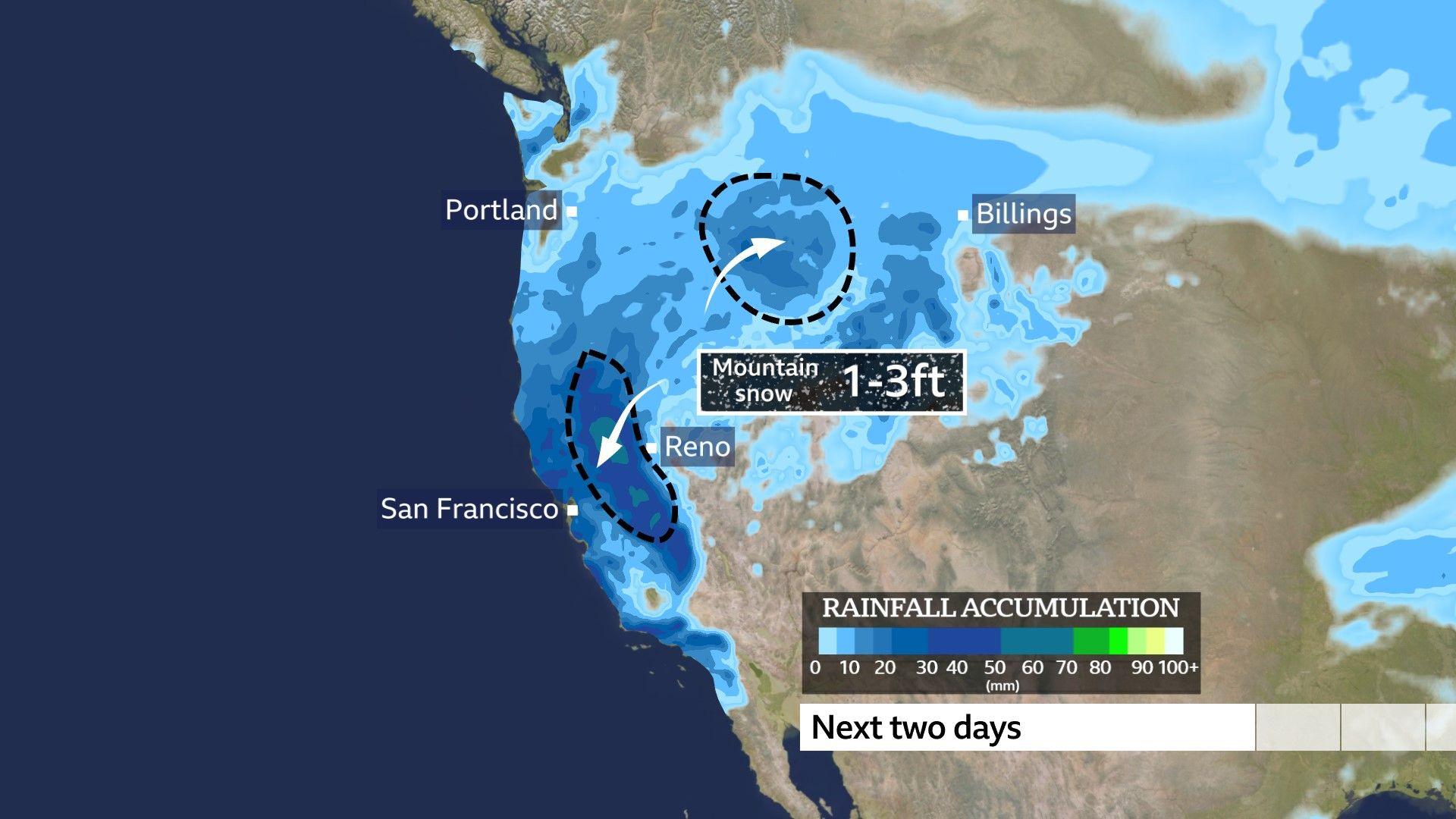 Heavy rain hits California while southern US basks in record warmth ...