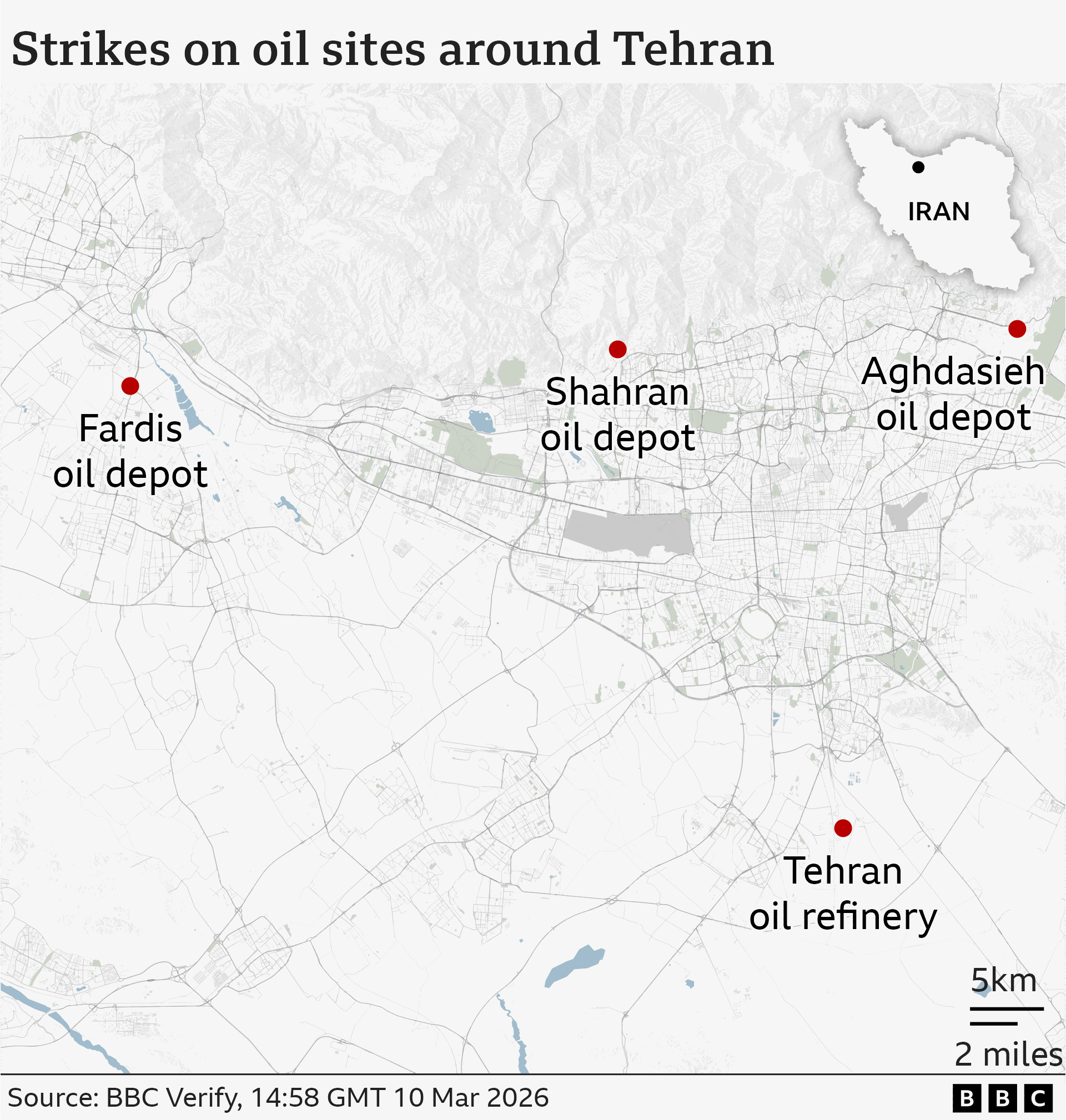 Why air strikes on Tehran oil facilities are causing black rain - BBC News