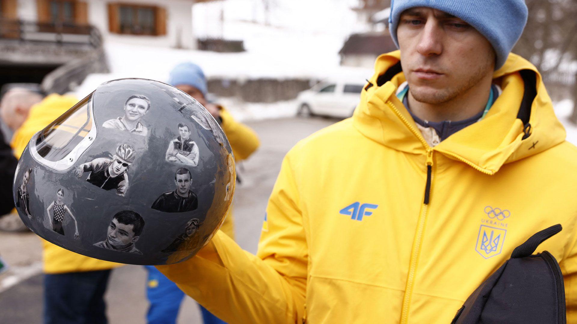 Who is on helmet that led to Ukrainian athlete's disqualification from ...