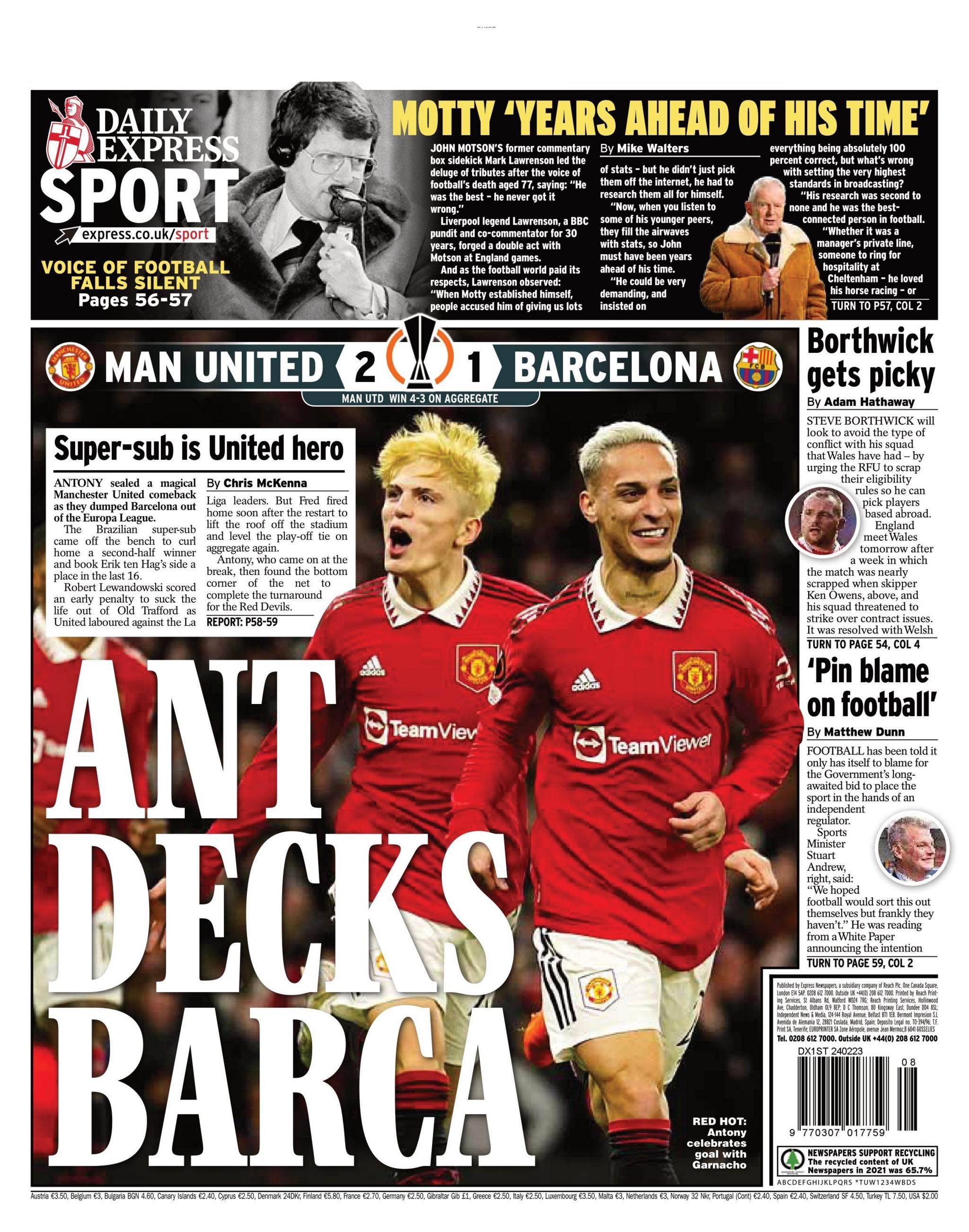 Friday's back pages - BBC Sport