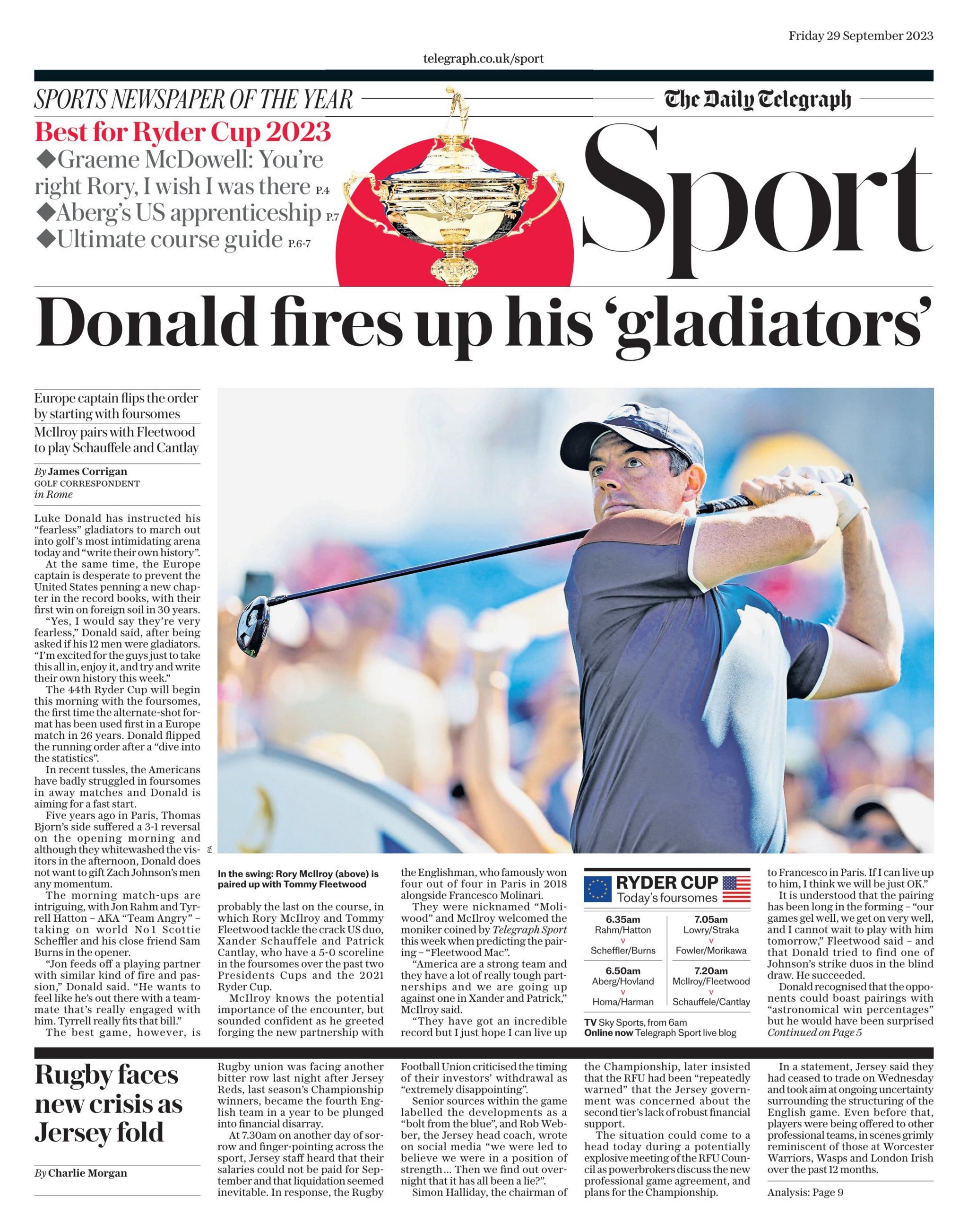 Friday's back pages - BBC Sport