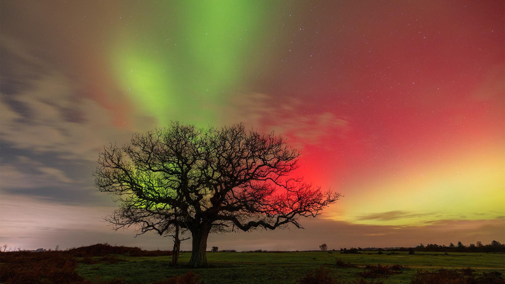 Northern Lights illuminate UK skies in hues of pink and green - BBC News