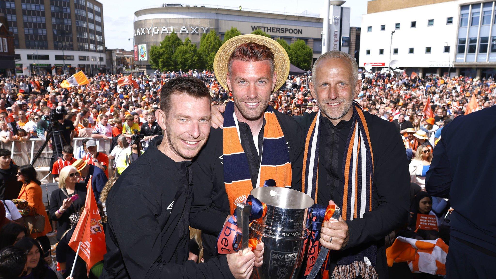 Luton Town celebrate promotion to the Premier League in style! - BBC ...