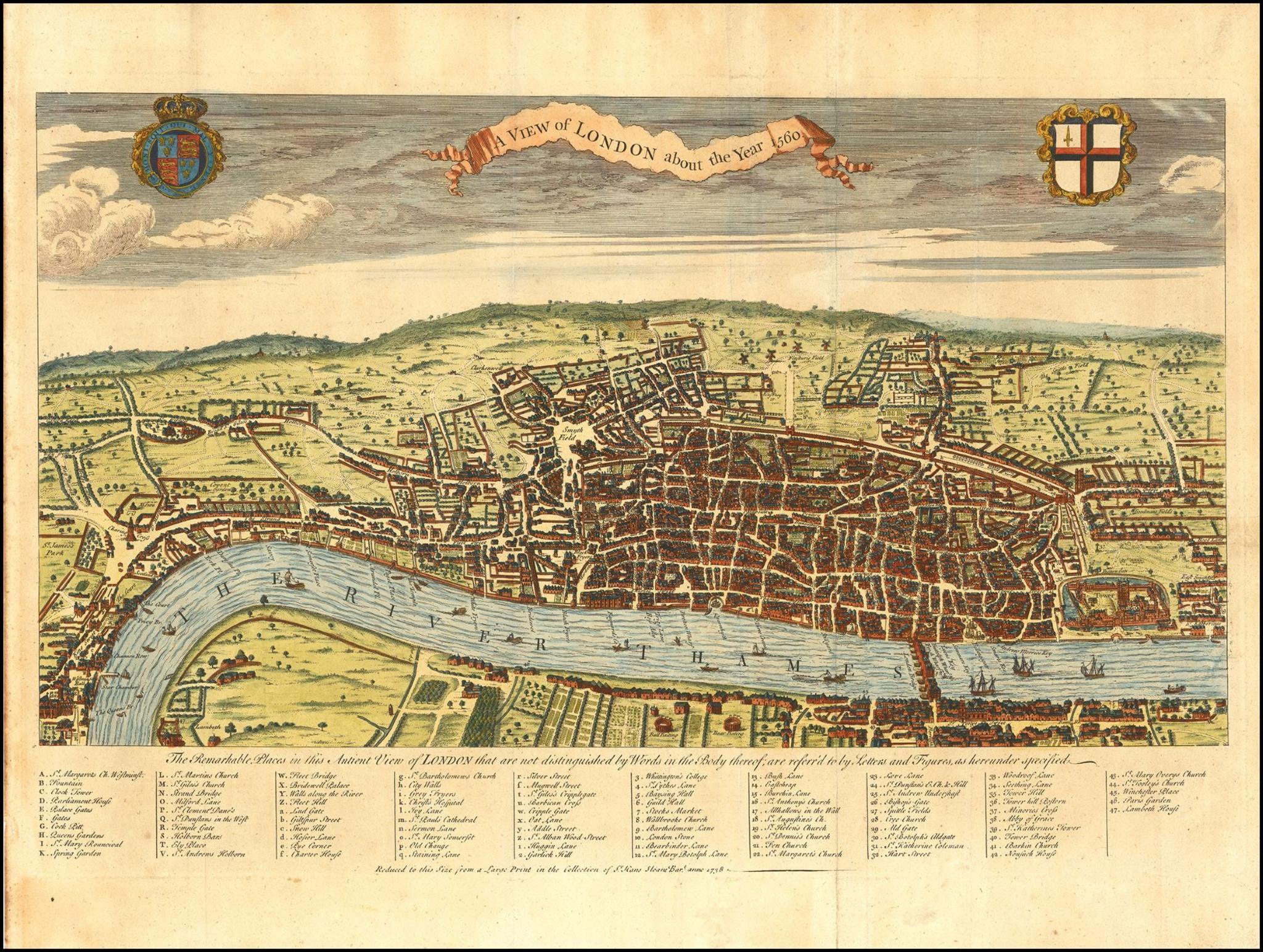 Bird's-eye view of London seen in 280-year-old map - BBC News