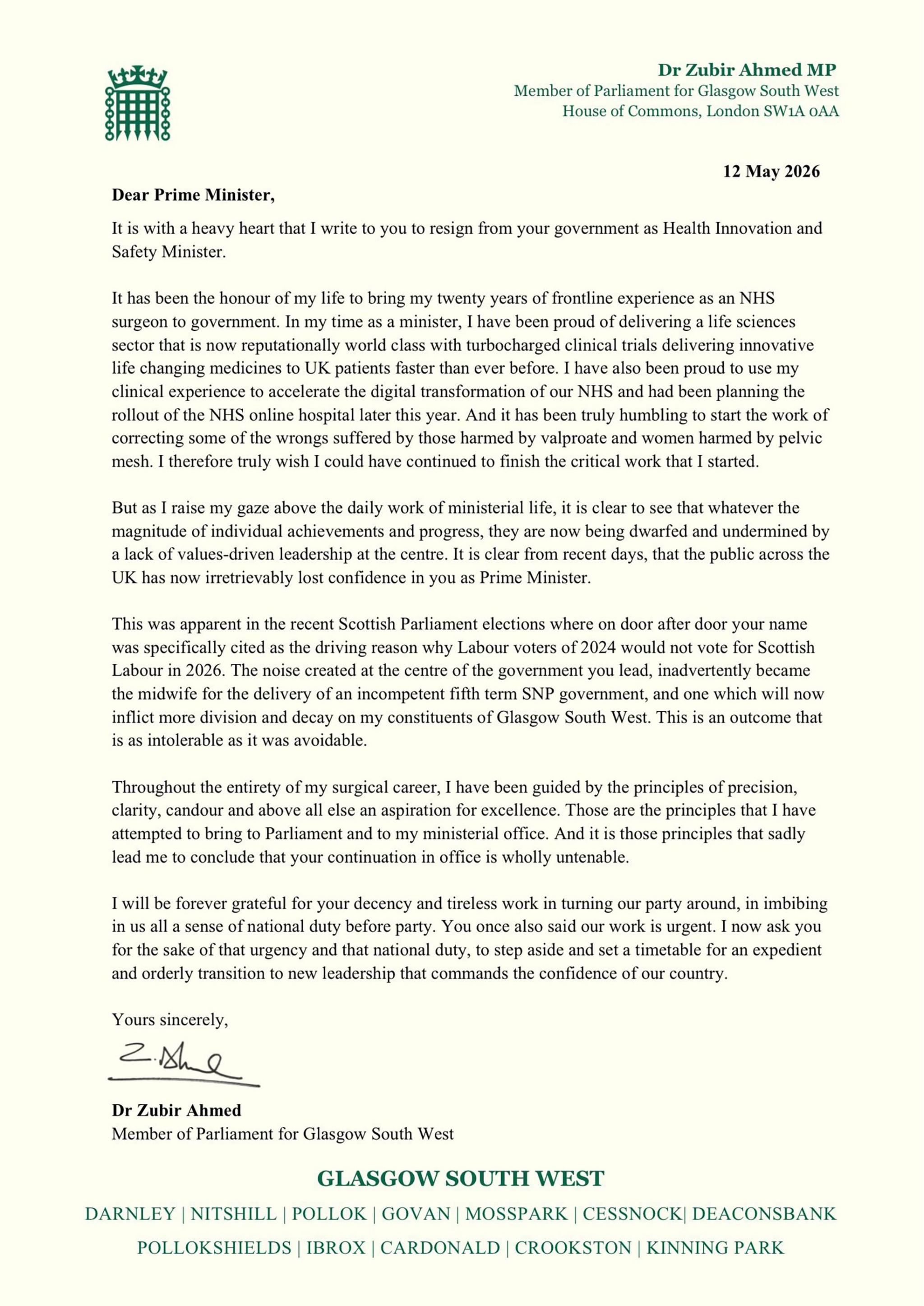 Read all the ministers' resignation letters in full - BBC News